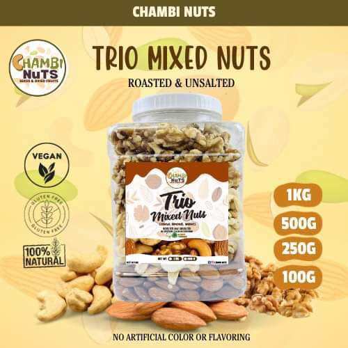 TRIO Mixed Nuts in Jar ( Roasted & Unsalted ) No oil & No Salt Available 200g-1kg | Lazada PH