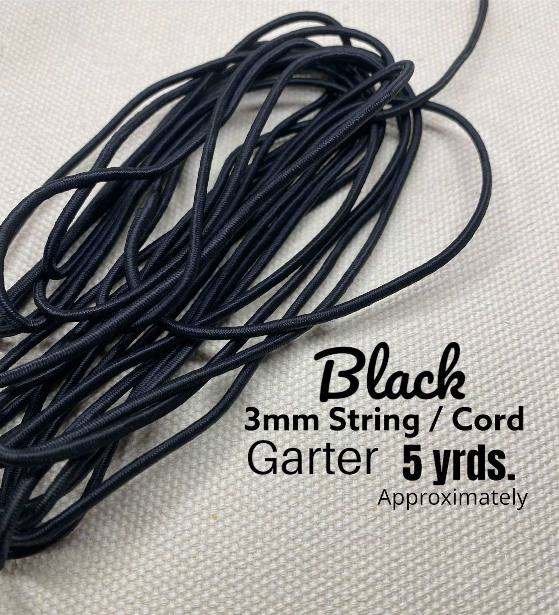 3mm String Cord Garter and Adjuster BLACK WHITE DIY (sold separately ...