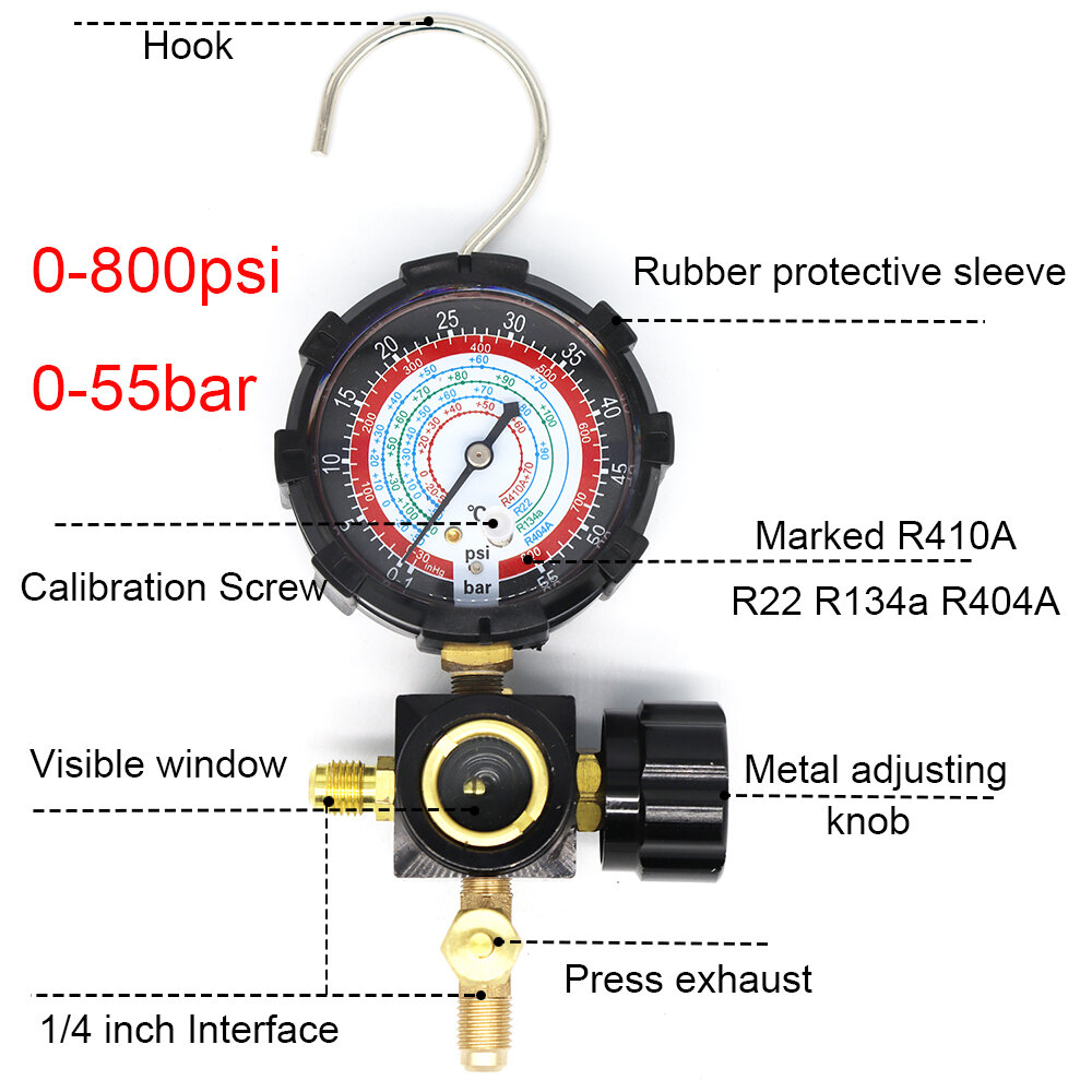Black Air Conditioner Refrigerant Low and High Pressure Gauge for R410A ...