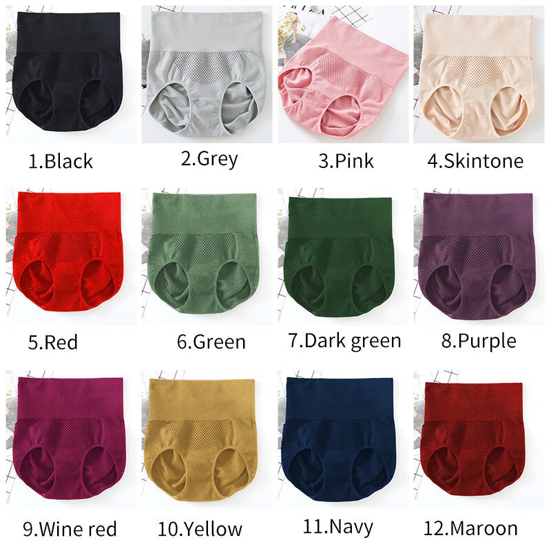 6-12 Pieces Gift Set 12 Colors Women Tall Waist Non-trace Panty Munafie ...