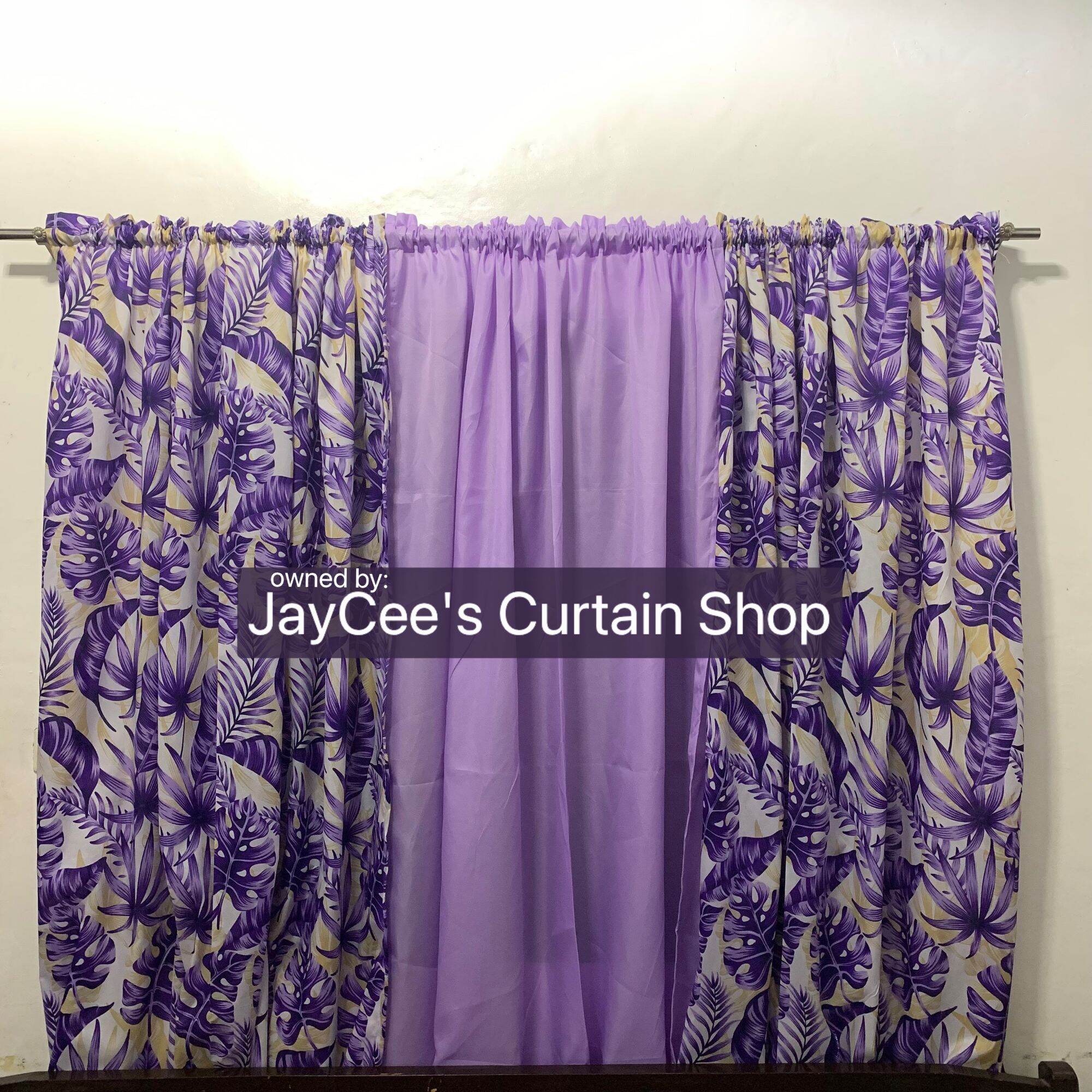 JC Curtain Shop | Lavander Tropical Leaf Designs Curtain | Lazada PH