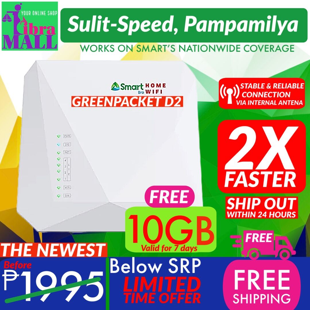 (NEWEST) 2X Faster PLDT PREPAID WIFI CAT6 D2 GreenPacket w/ FREE 10GB ...