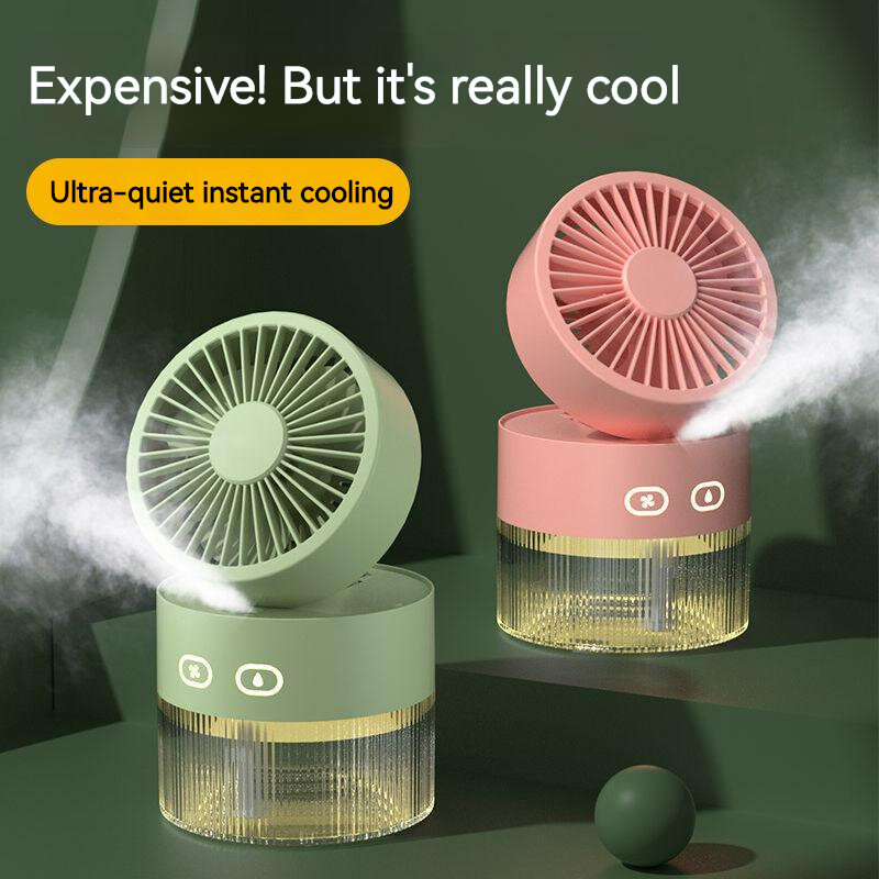 Fan Desktop Mini Portable Plug-in Fan (USB/Plug) Folding Spray Mute ...