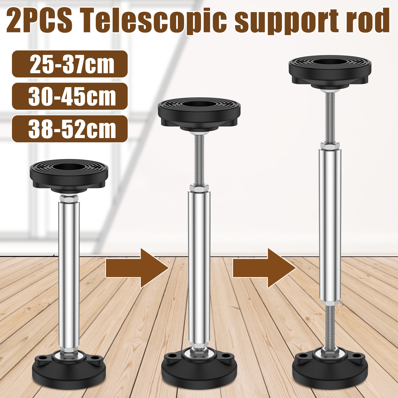 2PCS Telescopic Support Rod Adjustable Height 300kg Weight Capacity ...