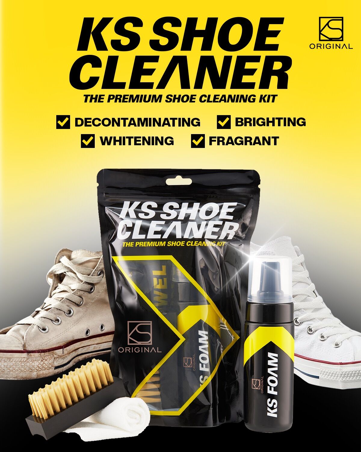 KS Shoe Cleaner KS Foam Premium Sneakers Dry Cleaning Kit Sneaker White KS Shoe Cleaner KS Foam Premium Sneakers Dry Cleaning Kit Sneaker White