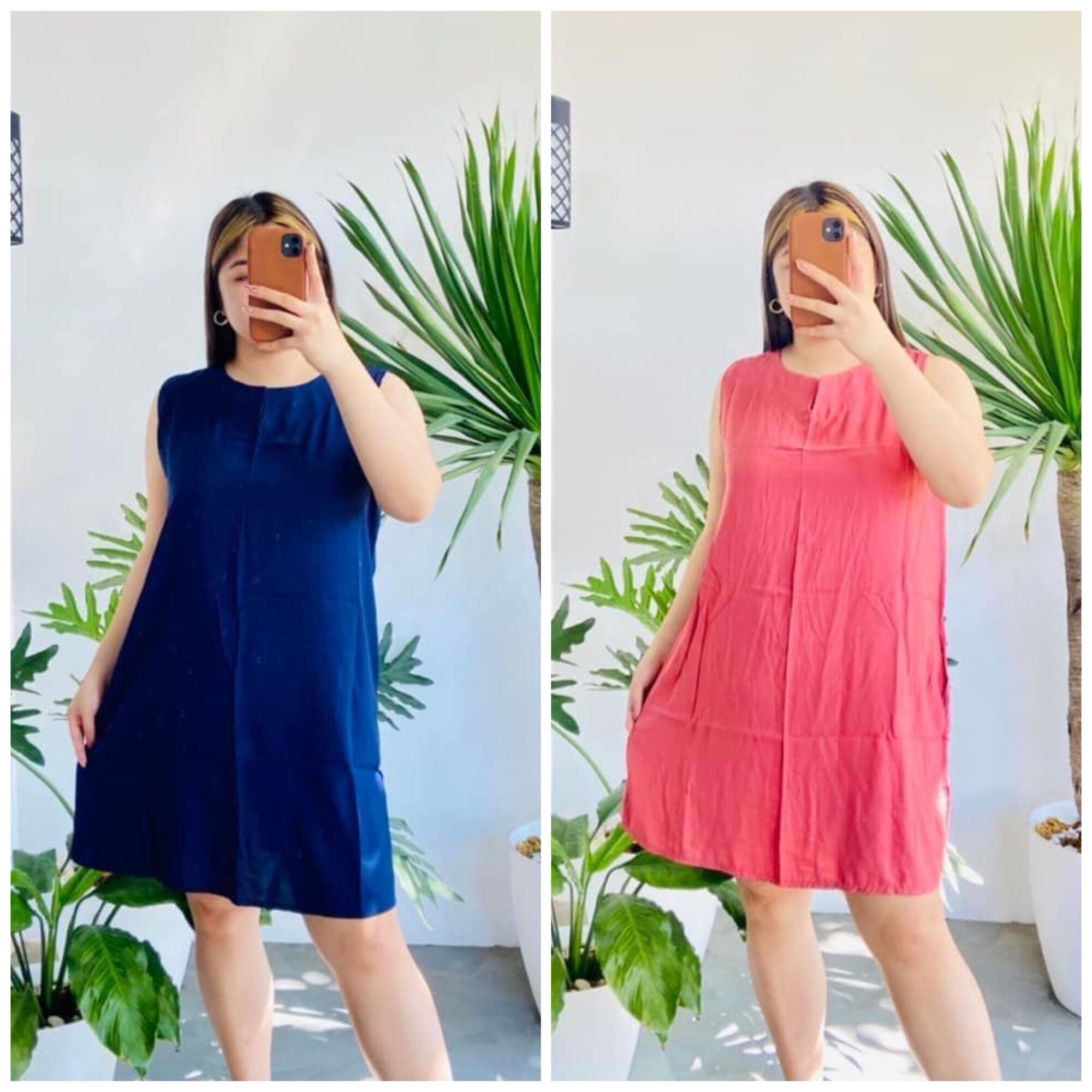 Plus size Vee mini dress challis fabric plain | Lazada PH