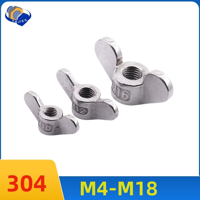 SS 304 Stainless Steel Wing Nuts Hand-Tighten Butterfly Thumb Screw ...
