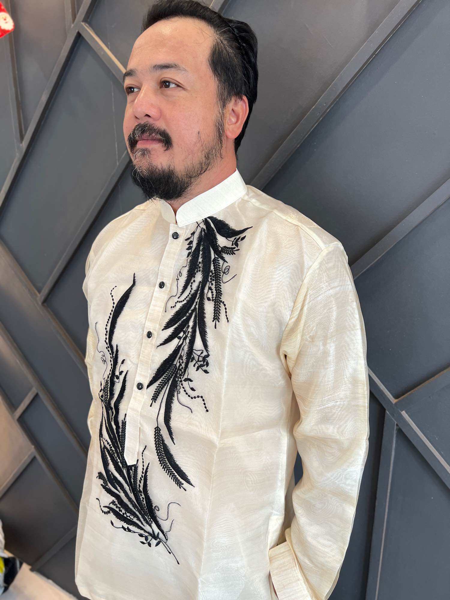 SALE! Barong Tagalog : Black Feather Embroidery | Lazada PH