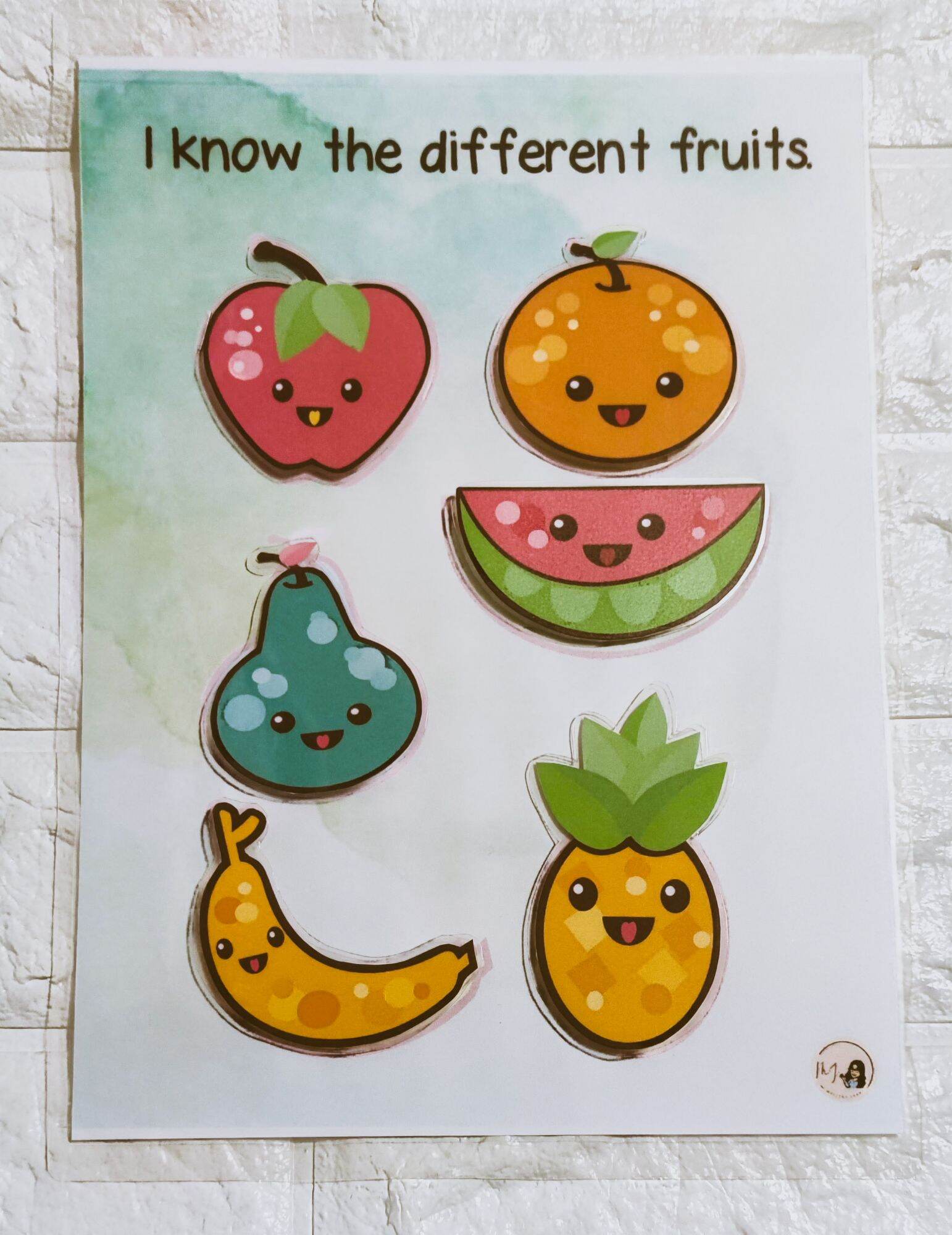MATCHING FRUITS LAMINATED INTERACTIVE DETACHABLE VELCRO WORKSHEET ...