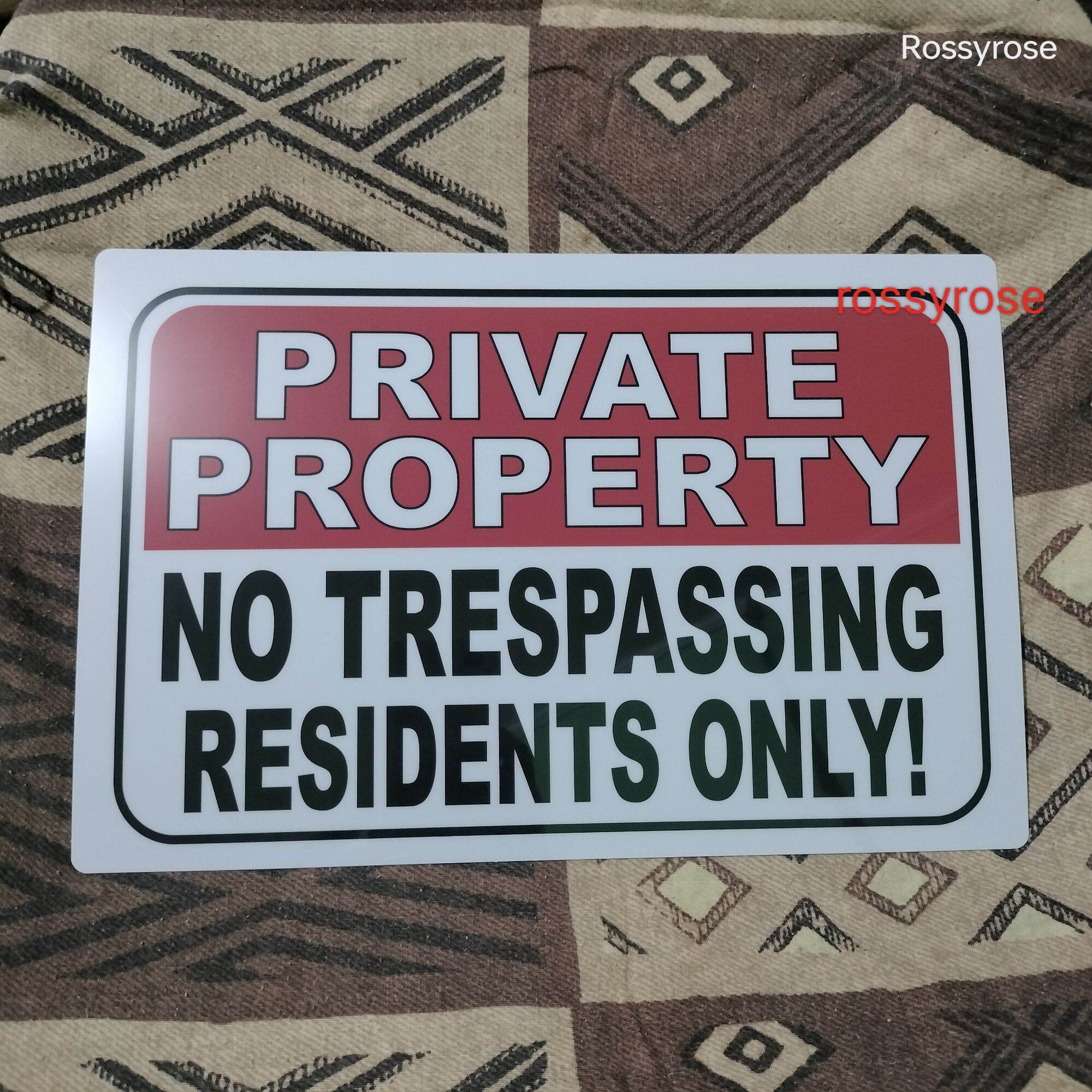 Private Property No Trespassing Residents Only PVC Plastic Signage (7 ...