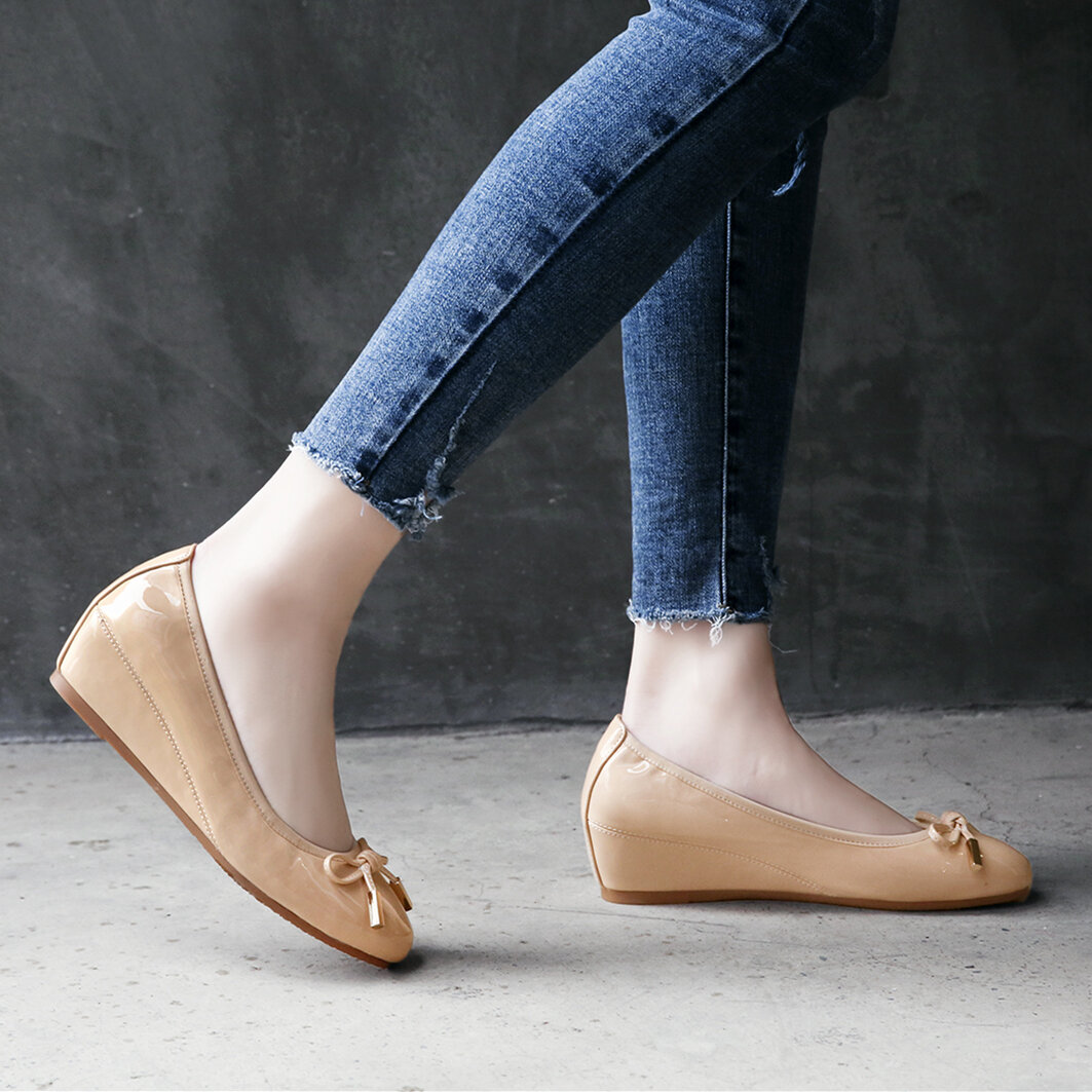 Elevator Soft In Her Shoes Female Bow Semi-high Heeled Shoes Schick ...