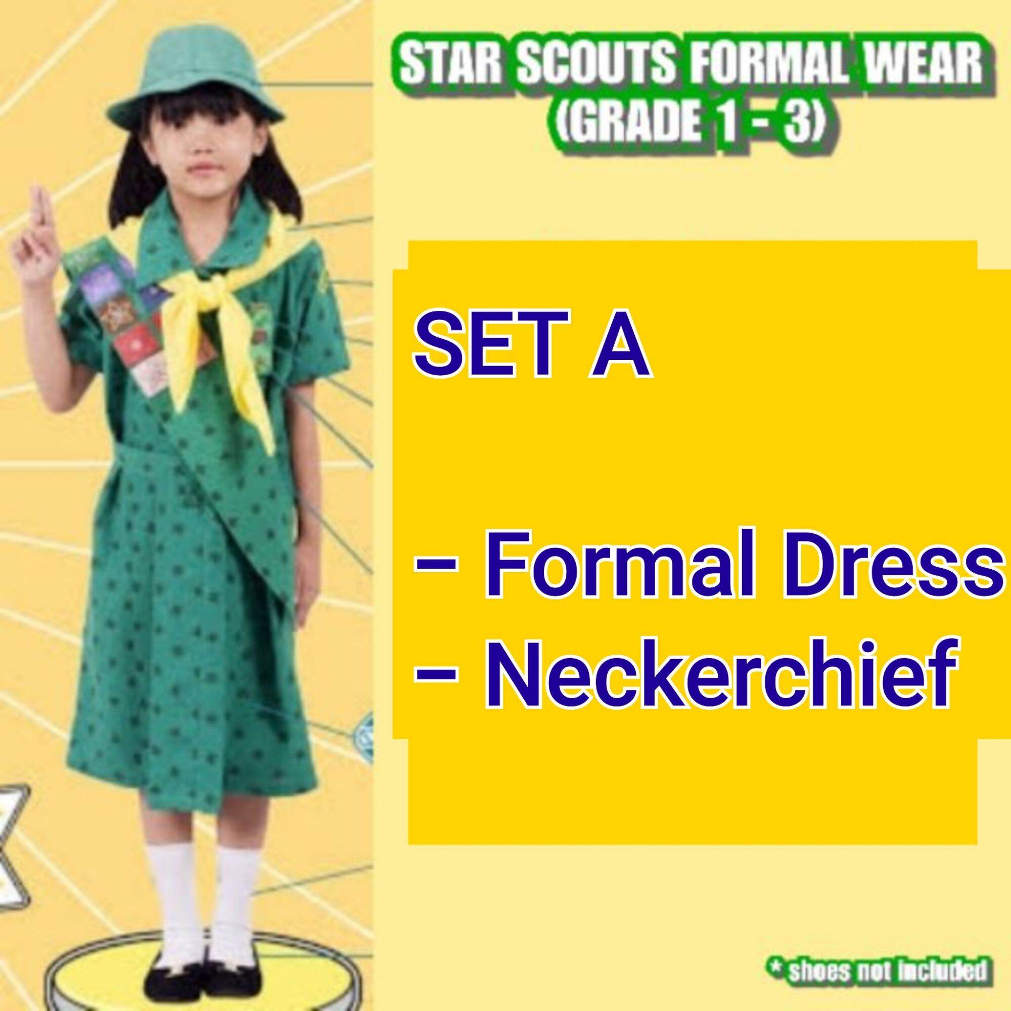 STAR SCOUT UNIFORM SET/GRADE 1 TO 3/GIRL SCOUT/TYPE A/FORMAL DRESS SET ...