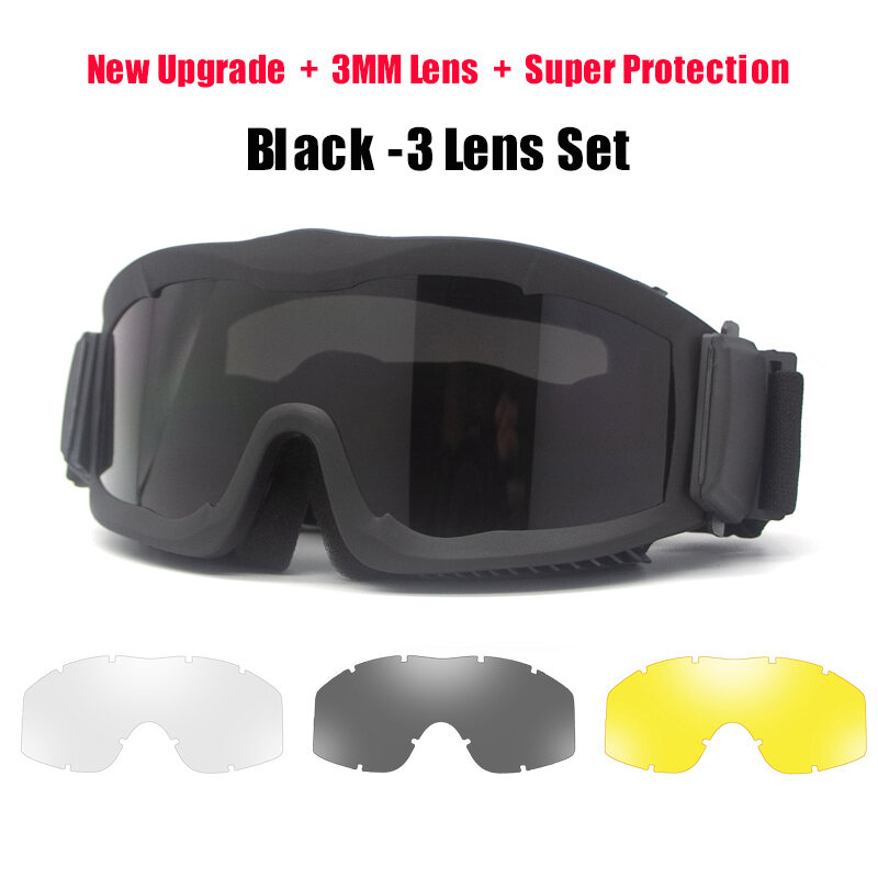 New Upgrade 3mm Tactical Goggles Military Combat Explosion-proof Anti ...