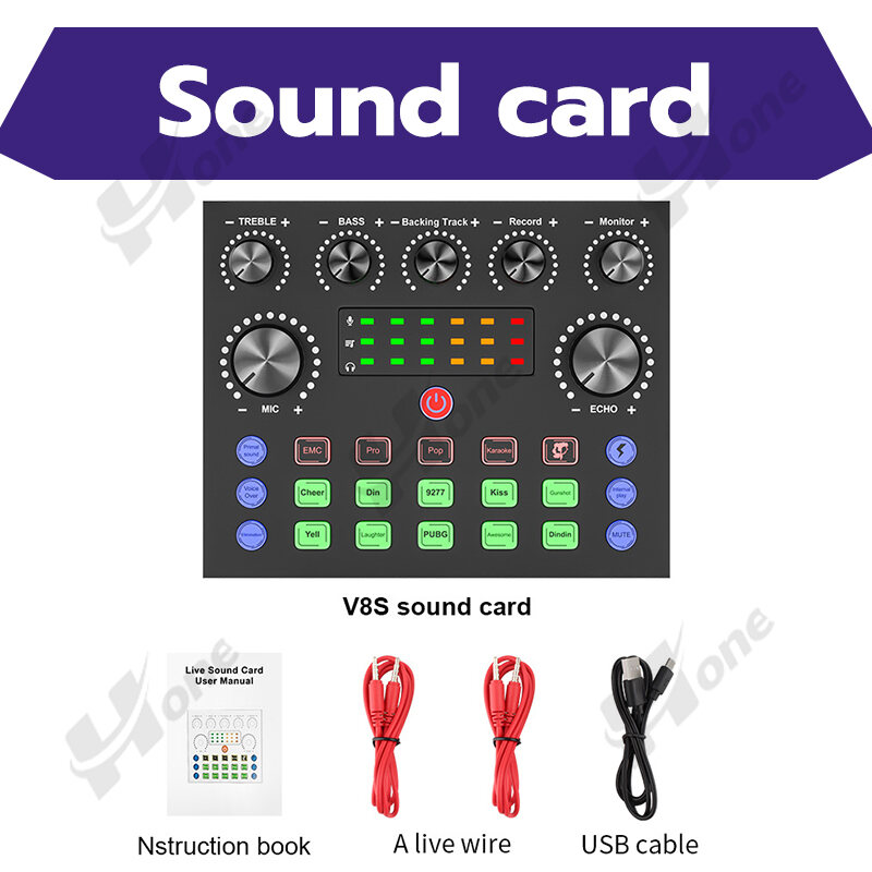 Original V8s Sound Card With Bluetooth Live Singing Equipment Audio Mixer Streaming PC/Laptop ...
