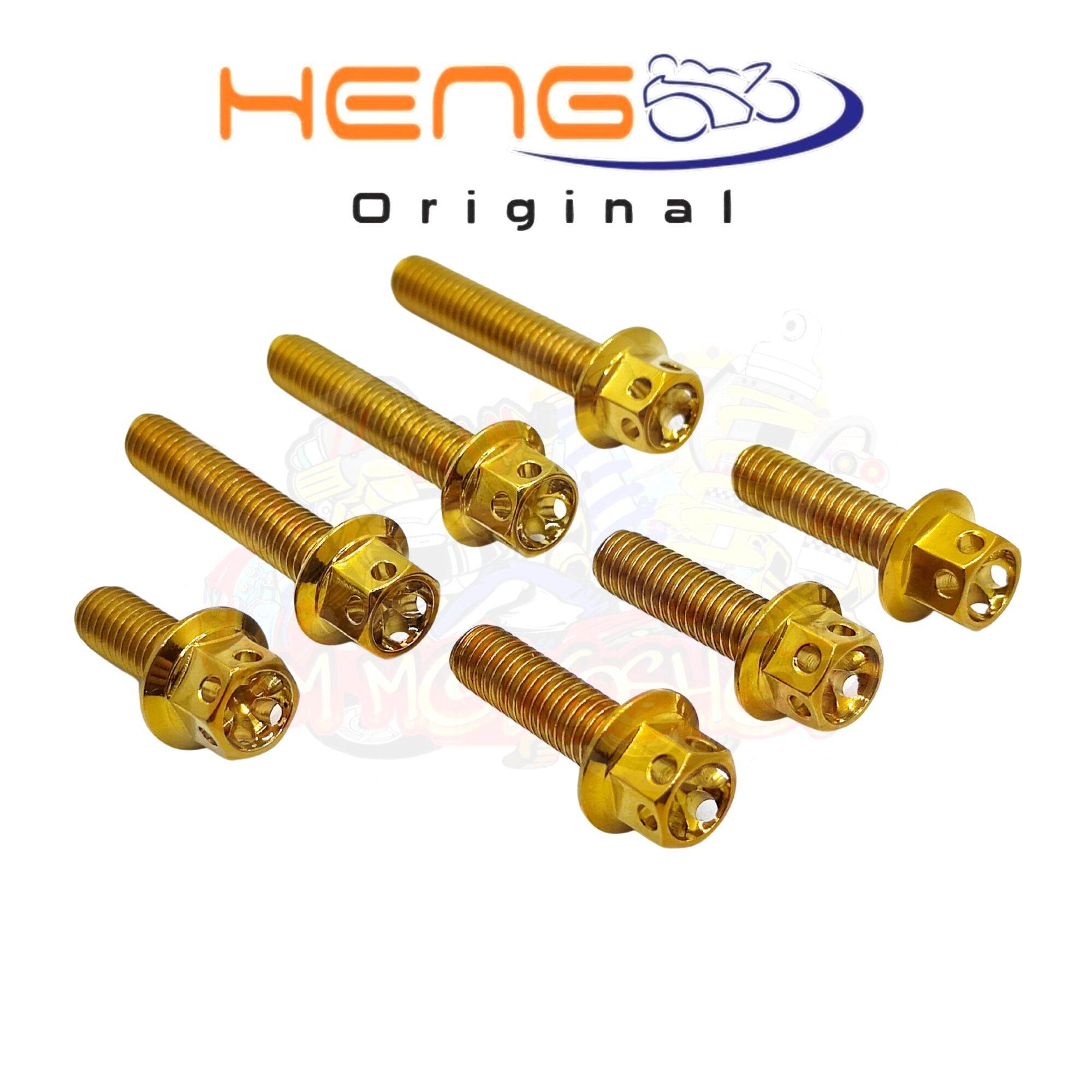 HENG | Engine Cylinder Head Cover Bolt Set | Gold & White | Honda TMX ...