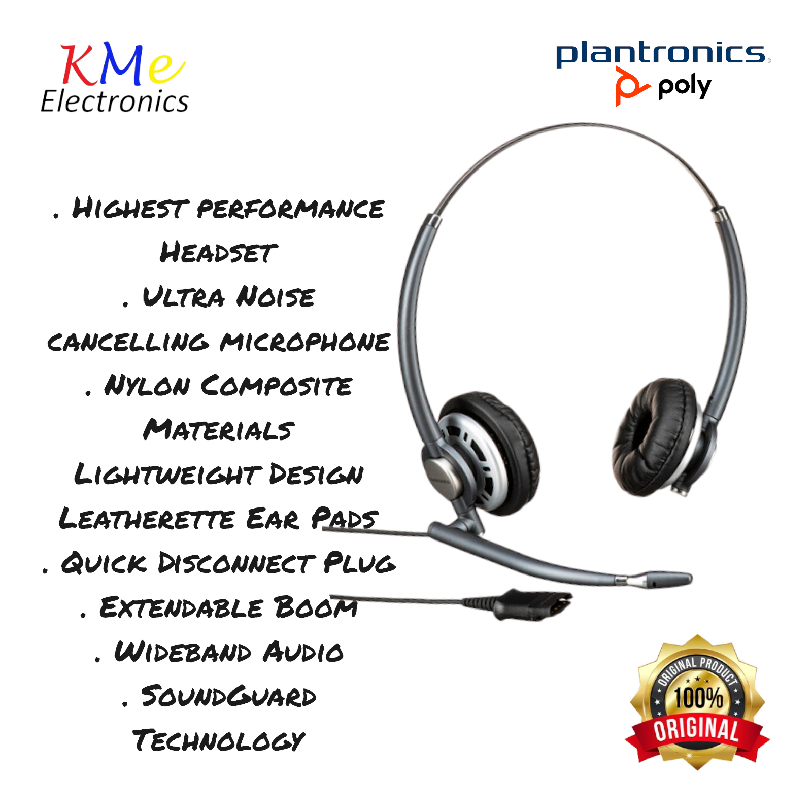 Plantronics Poly EncorePro HW720 Duo QD NC Wired Headset (Refurbished ...