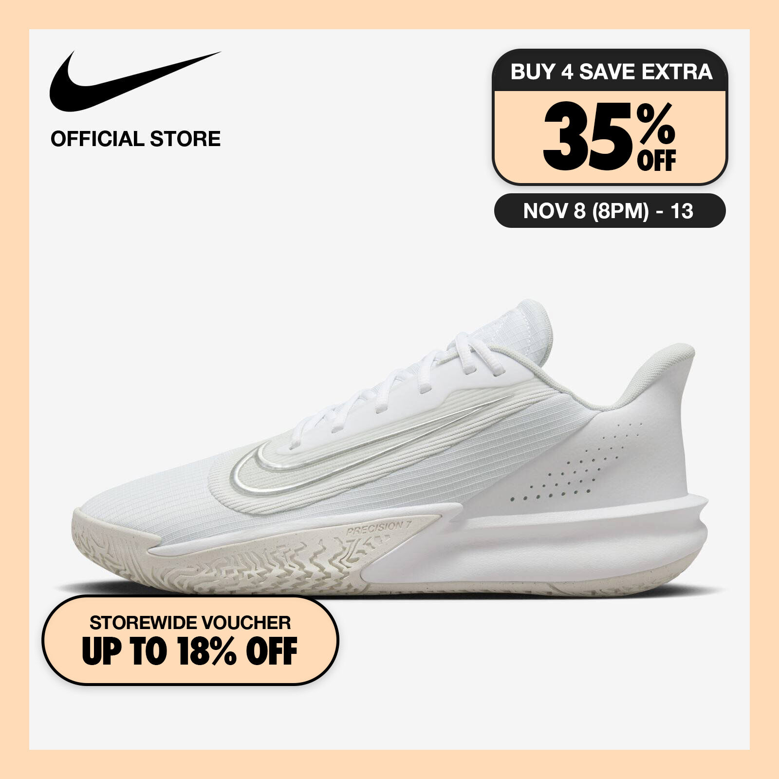 Nike Men's Precision 7 Basketball Shoes - White | Lazada PH