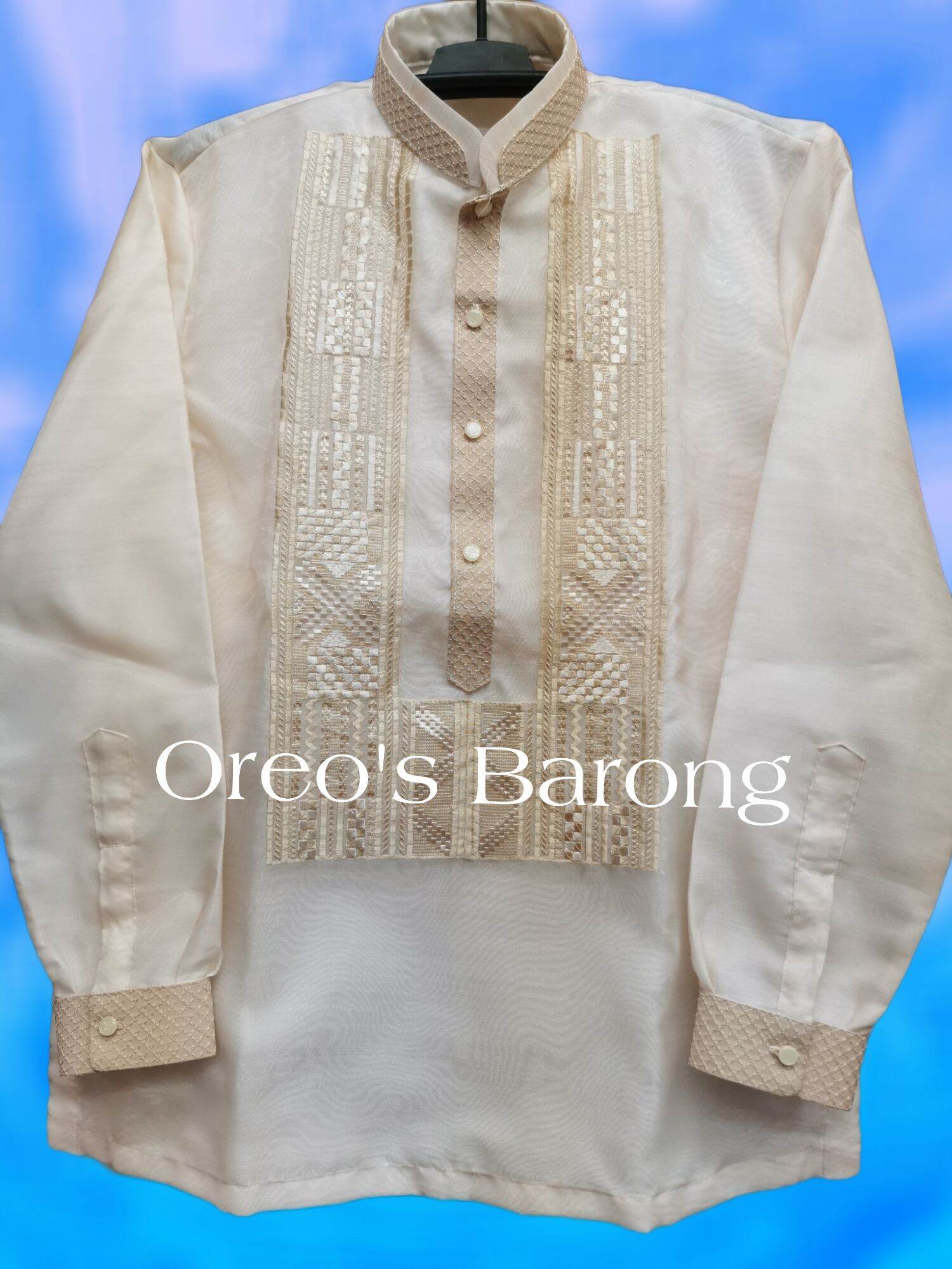 BARONG TAGALOG with lining CHINESE DOUBLE COLLAR-random design | Lazada PH