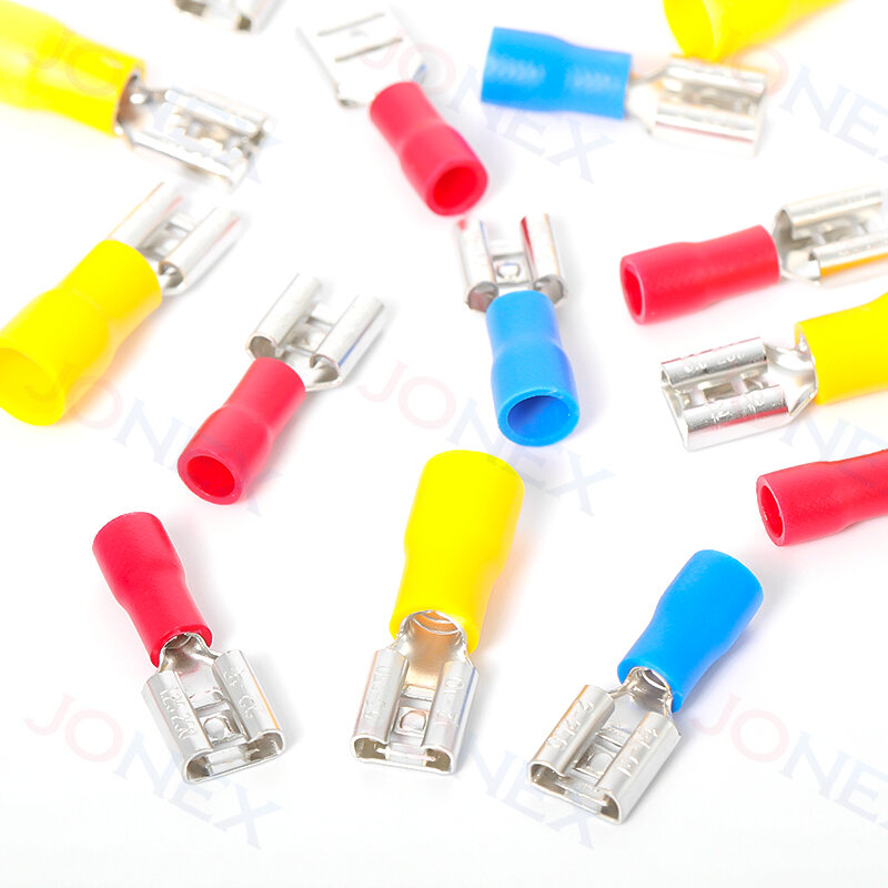 50PCS 6.3mm Spade Crimp Terminals Electrical Wire Connectors Faston ...