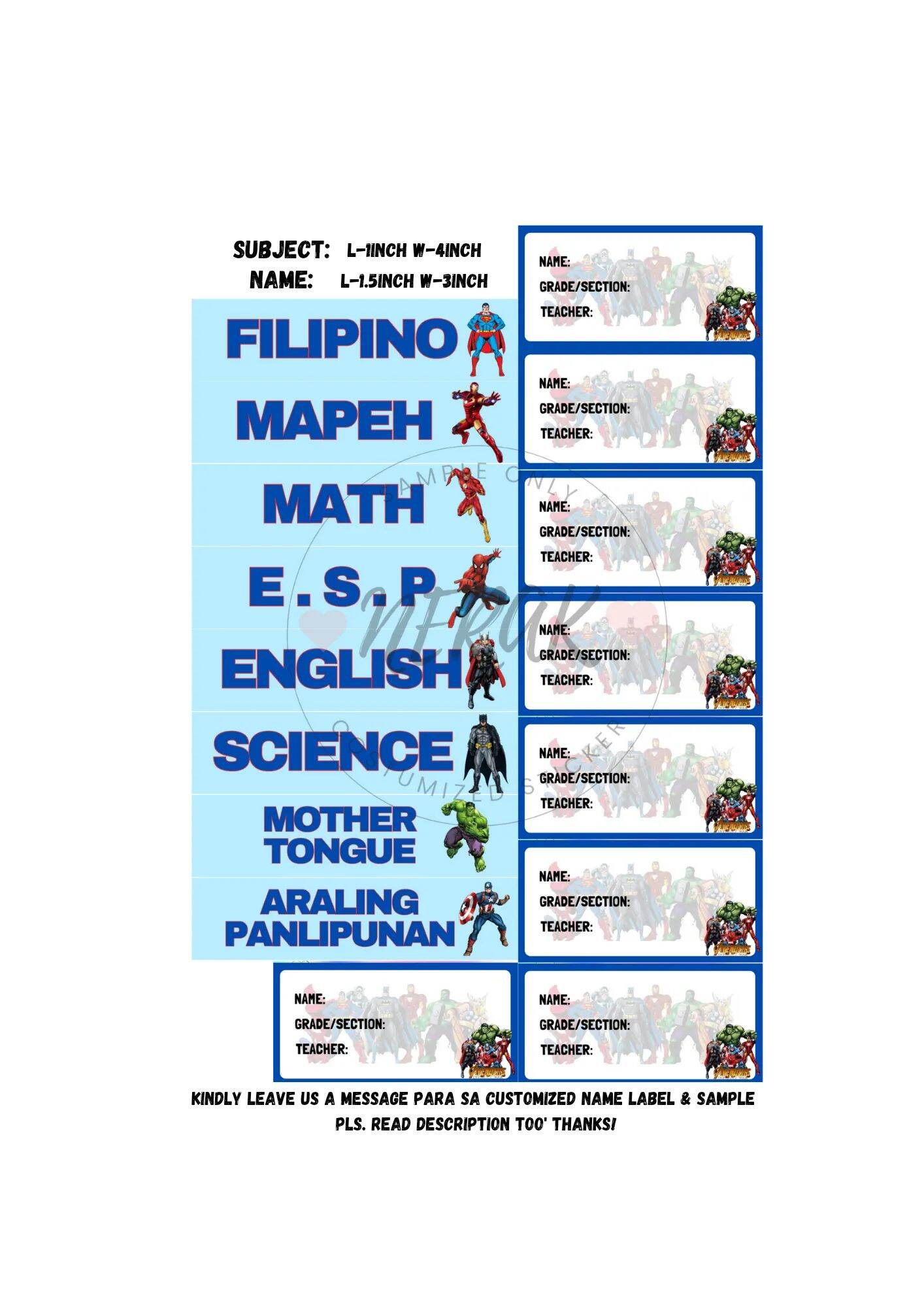 PERSONALIZED Subject & Name Sticker SET. | Lazada PH
