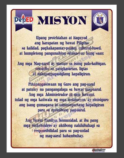 EDUCATIONAL TARPAULIN MISYON POSTER TAGALOG VERSION 45X60CM | Lazada PH