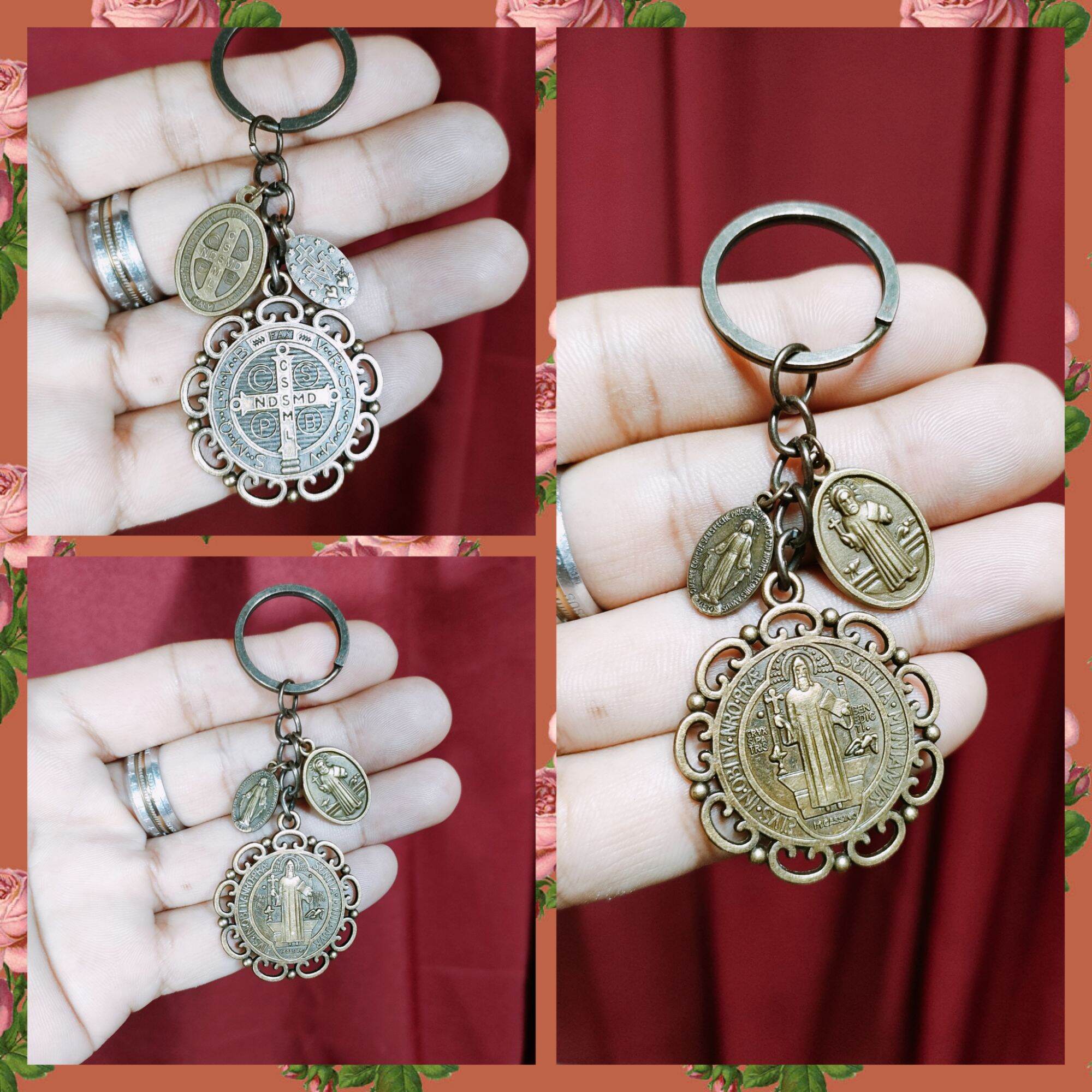 St. Benedict Miraculous Flower Antique Medal with Medallia Milagrosa ...