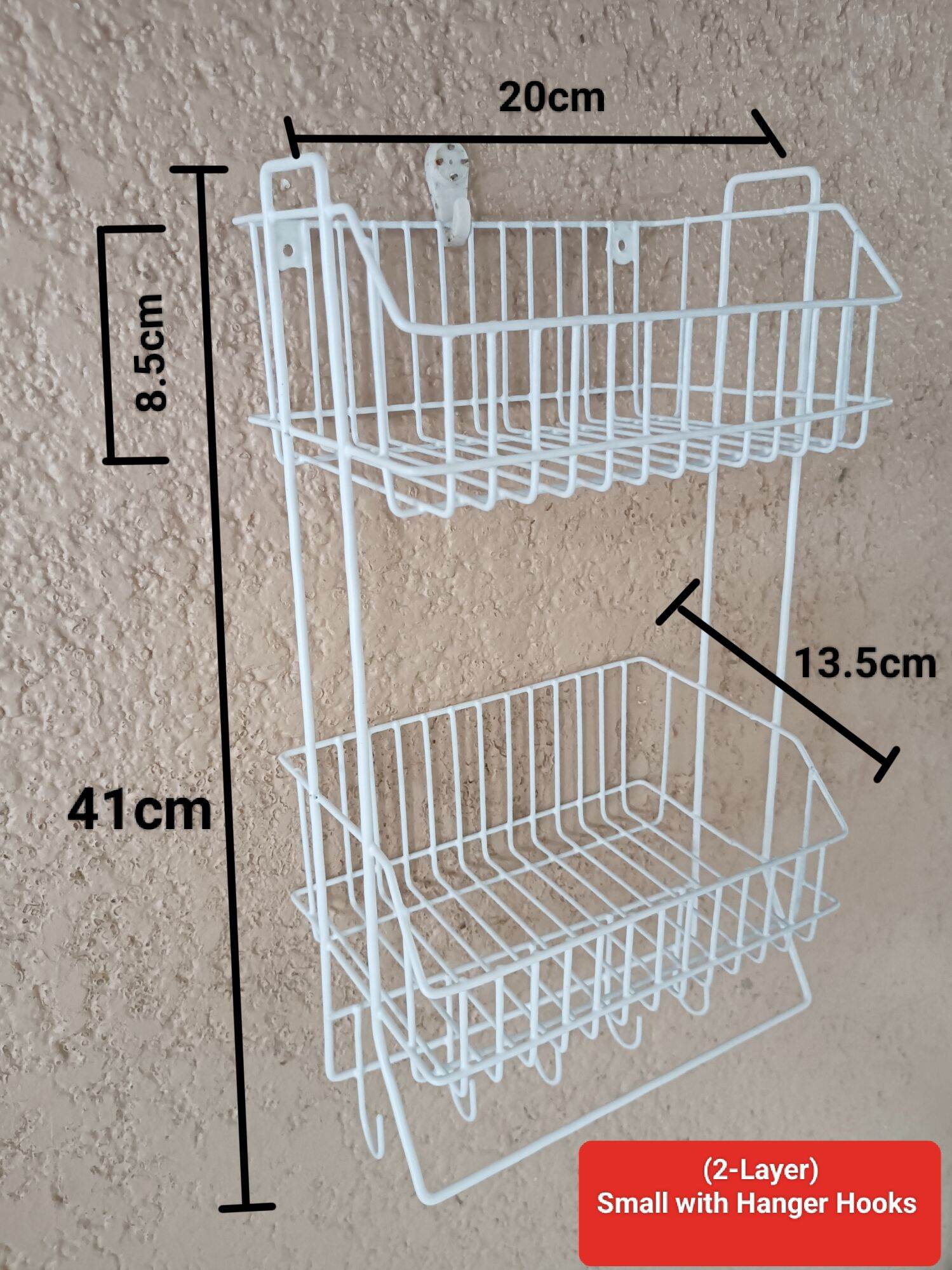 (Small) 2-Layer Kitchen Utility Rack Wiremesh Basket 2-Tier Bathroom Storage Hanging Kitchen ...
