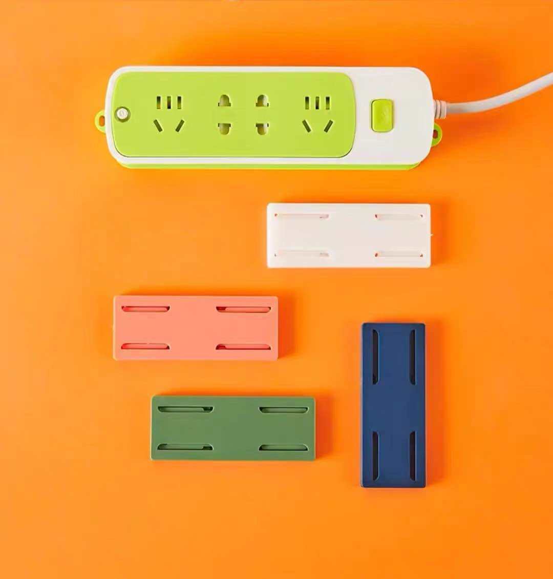 Removable Non-Marking Wall-Mounted Row Plug Holder Fixed Socket Storage ...