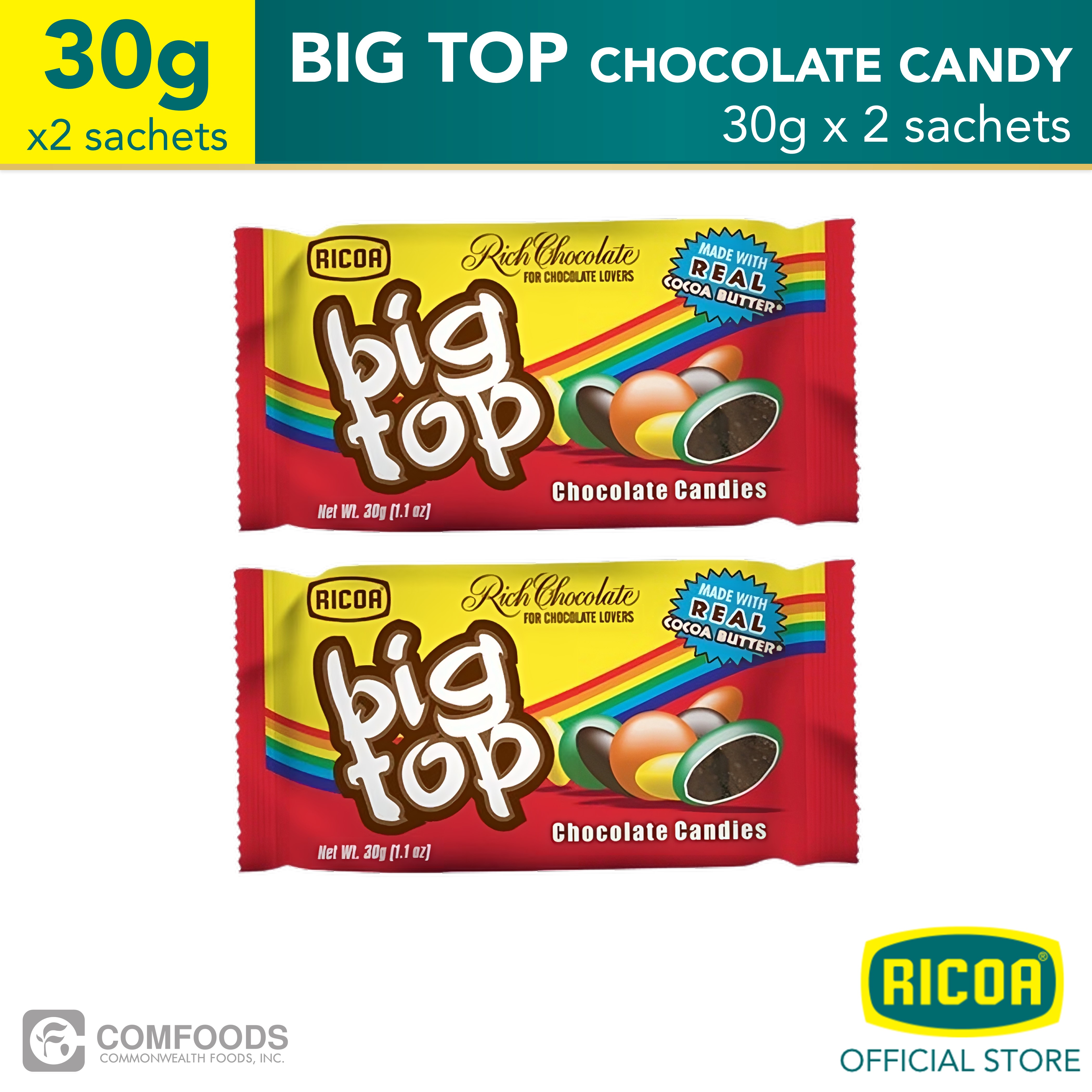 RICOA Big Top Chocolate Candy 30g Sachet - Pack of 2 | Lazada PH