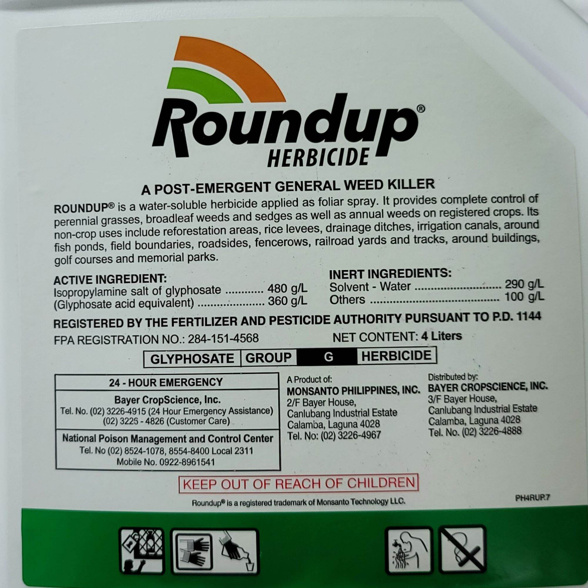 ROUND UP (1 GALLON) HERBICIDE GLYPHOSATE 480 SL BY BAYER | Lazada PH