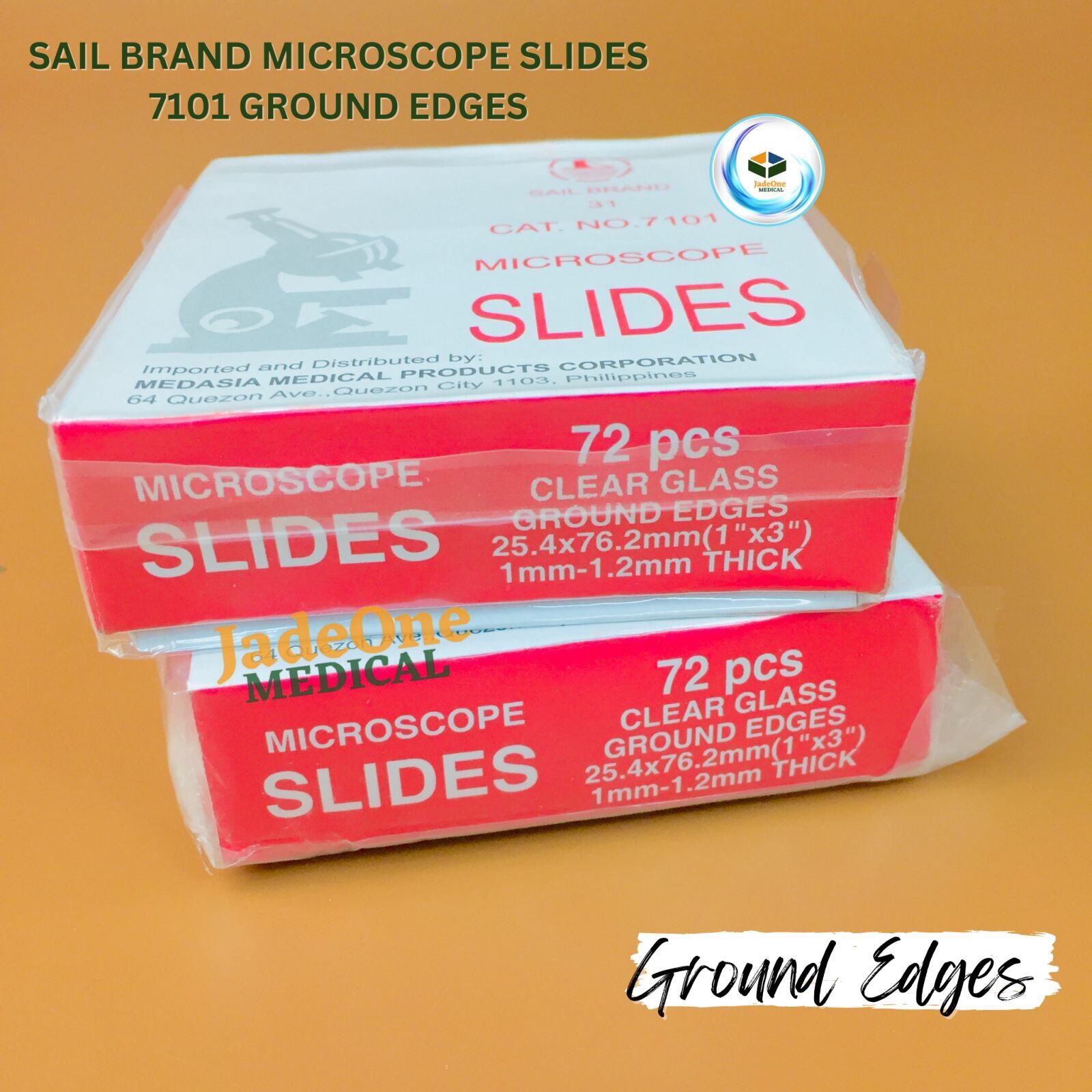 SAIL BRAND Microscope Slides Clear Glass Unground Edges 7102 Red 1" x 3 ...