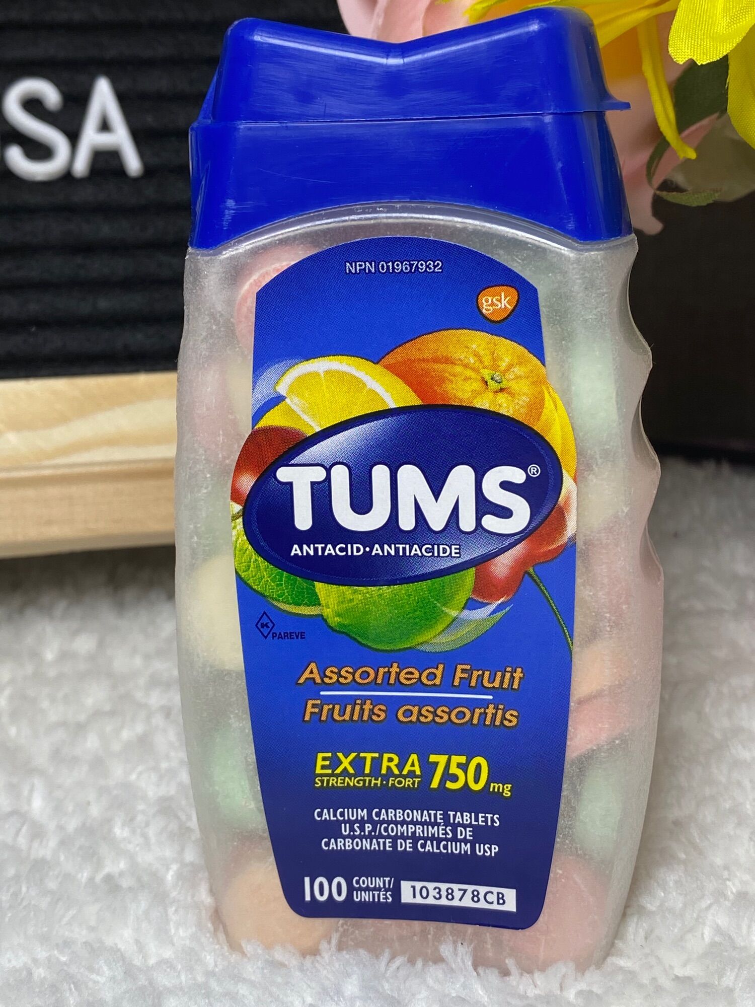Tums Antacid Extra Strength sold per bottle 750mg 100count Exp Feb 2026 ...