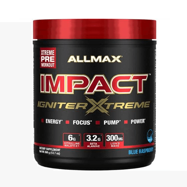 ALL MAX NUTRITION IMPACT IGNITER XTREME 40 SERVINGS BLUE RASPBERRY ...