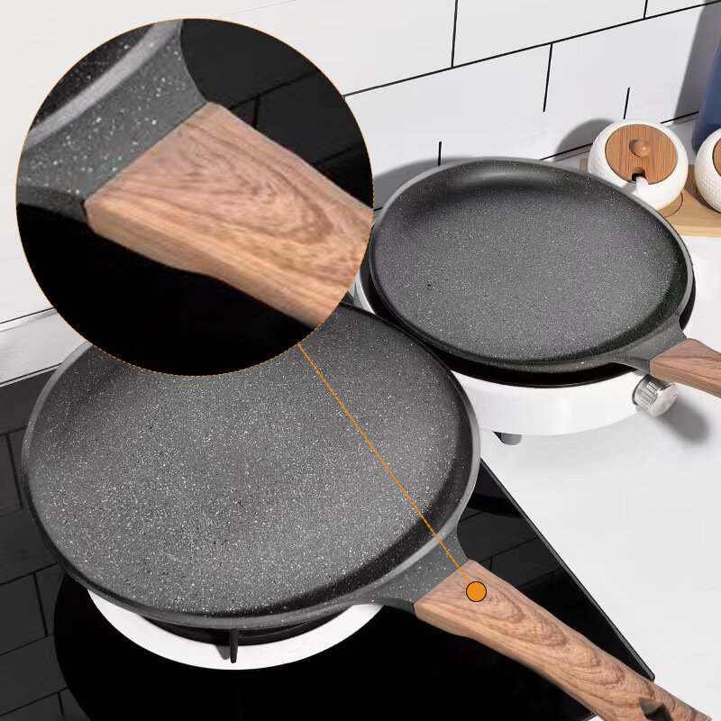 Crepe Pan Pancake Nonstick Frying Pans Wooden Handle Omelet Cooking ...