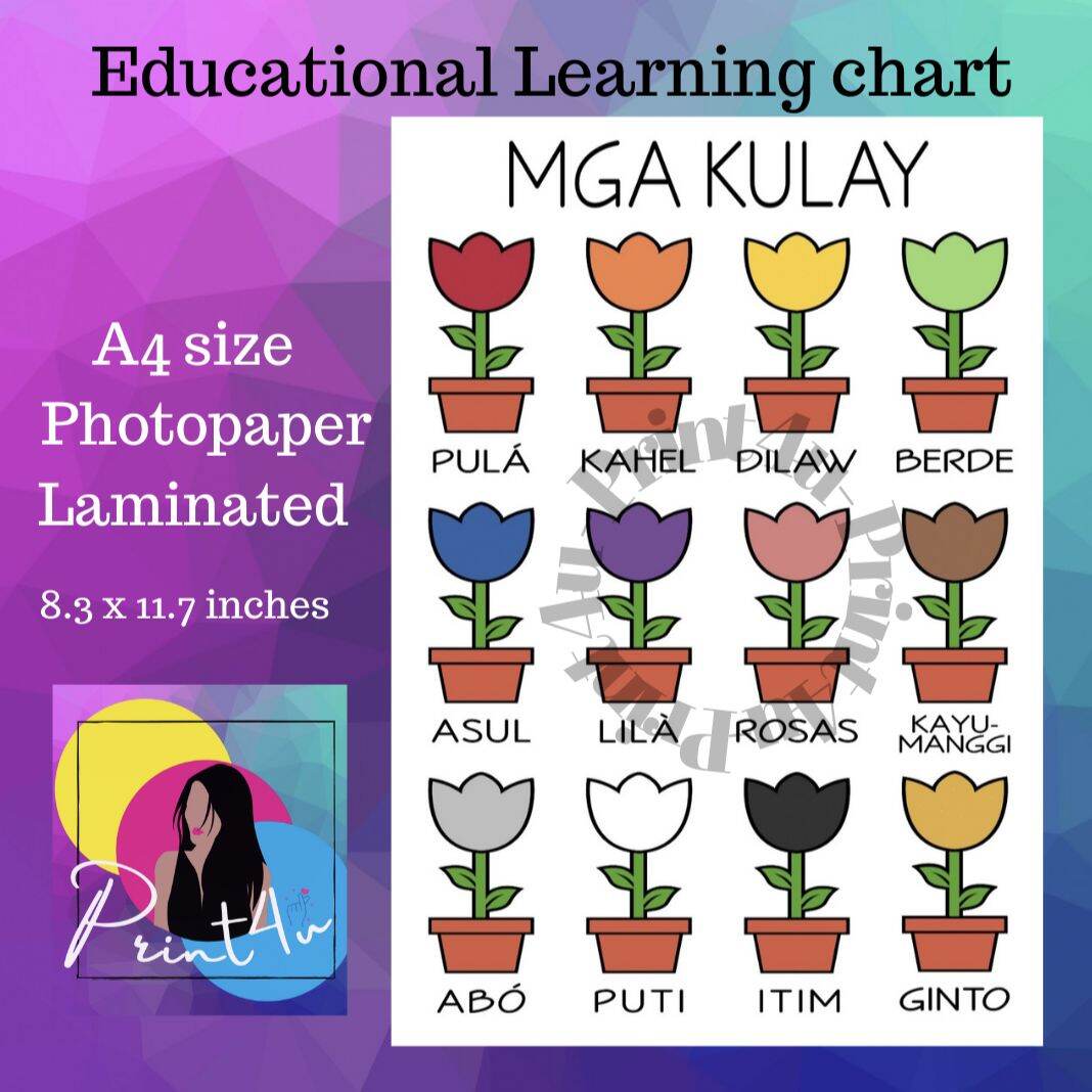 Mga Kulay Learning chart Laminated educational materials | Lazada PH