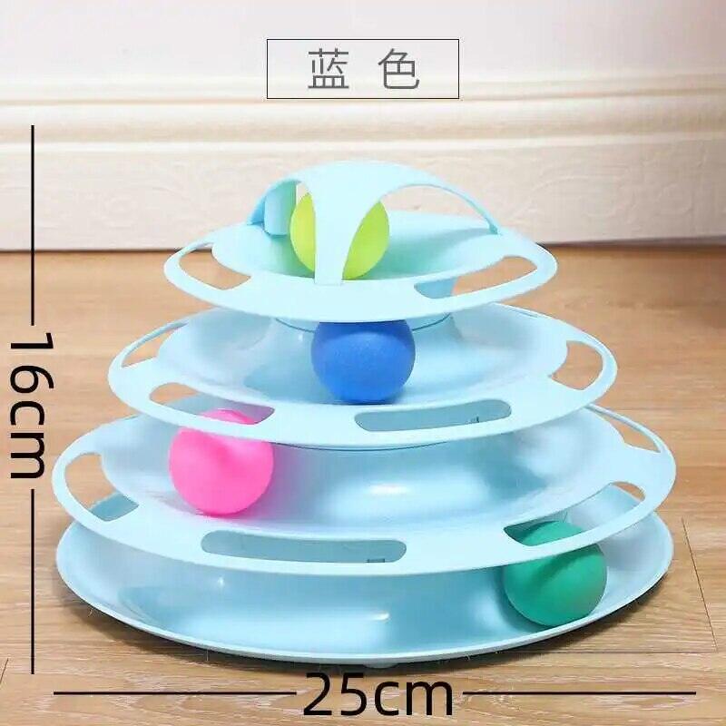 4 Levels Turnable Toys for Cats Accessories Tower Tracks with Balls Cat ...