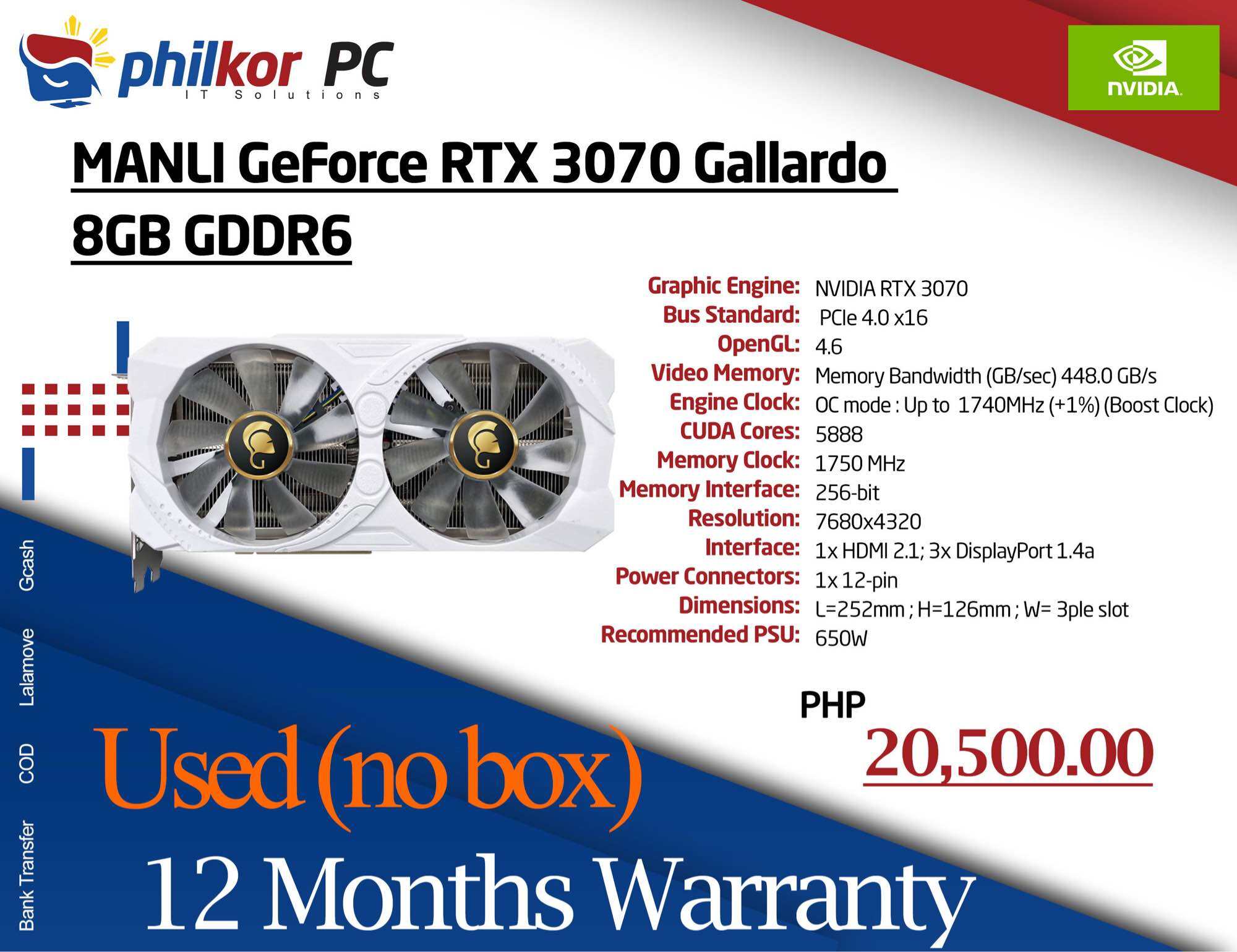 Manli Geforce RTX 3070 Gallardo (used) Graphics Card | Lazada PH