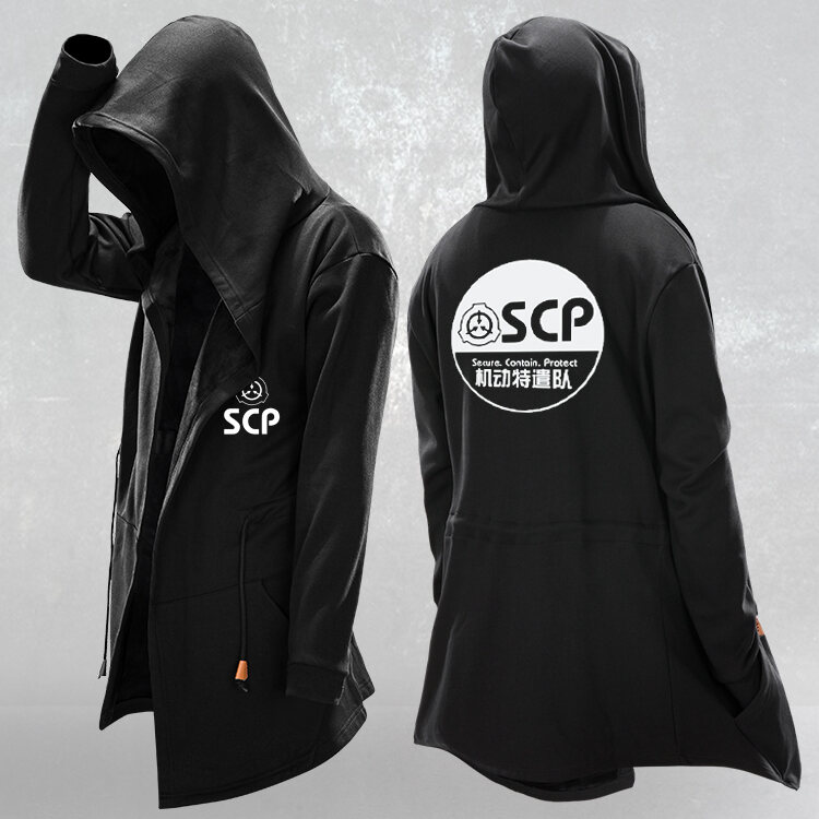 SCP Foundation Trench coat Men's and Women's Shelter Mid-Length Fleece ...