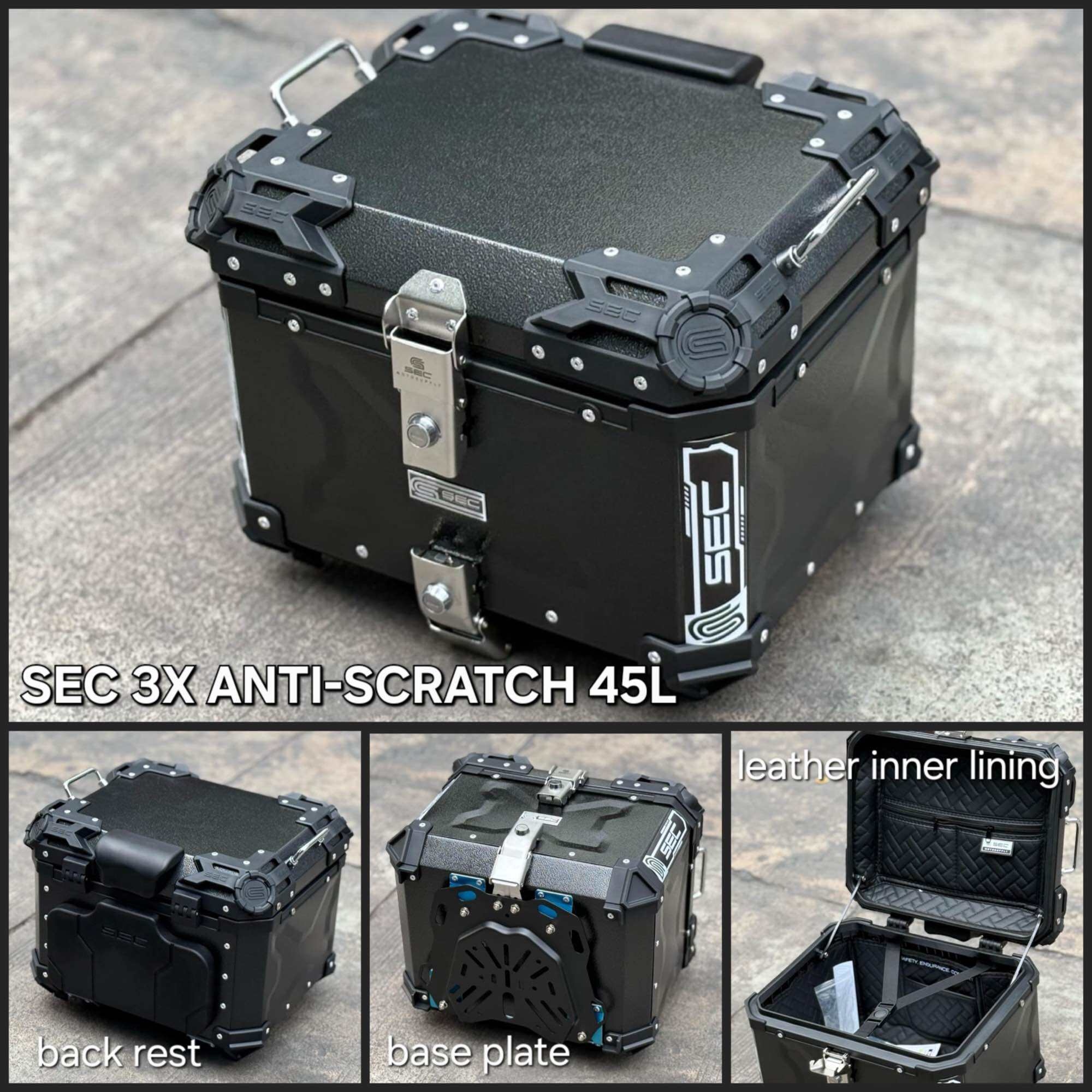 SEC ALLOY TOP BOX ( with BACKREST ) 45L and 55L | Lazada PH