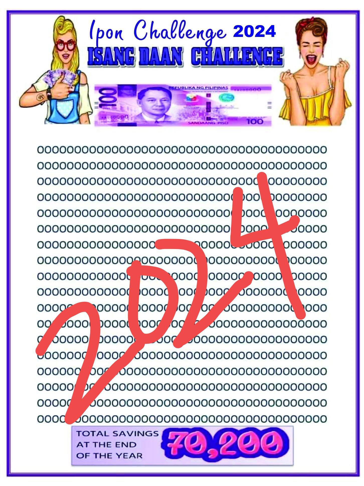 ipon challenge 2024 sticker size A6 | Lazada PH