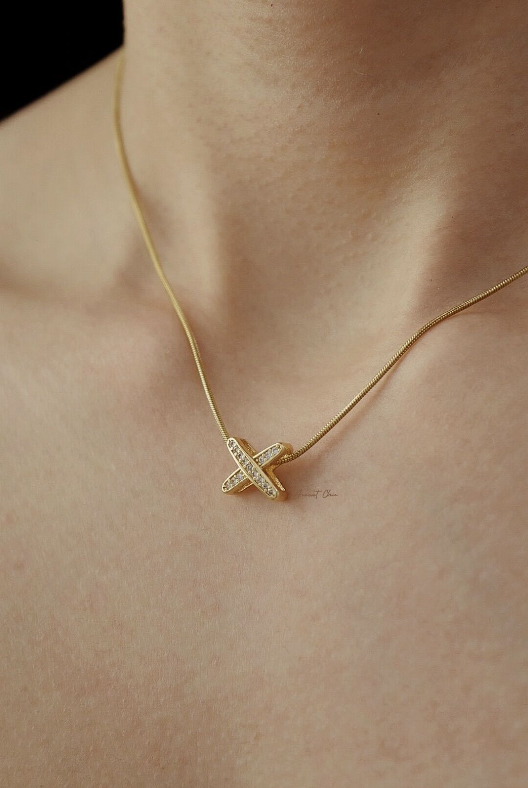 Dainty X Zircon Stainless Steel Necklace