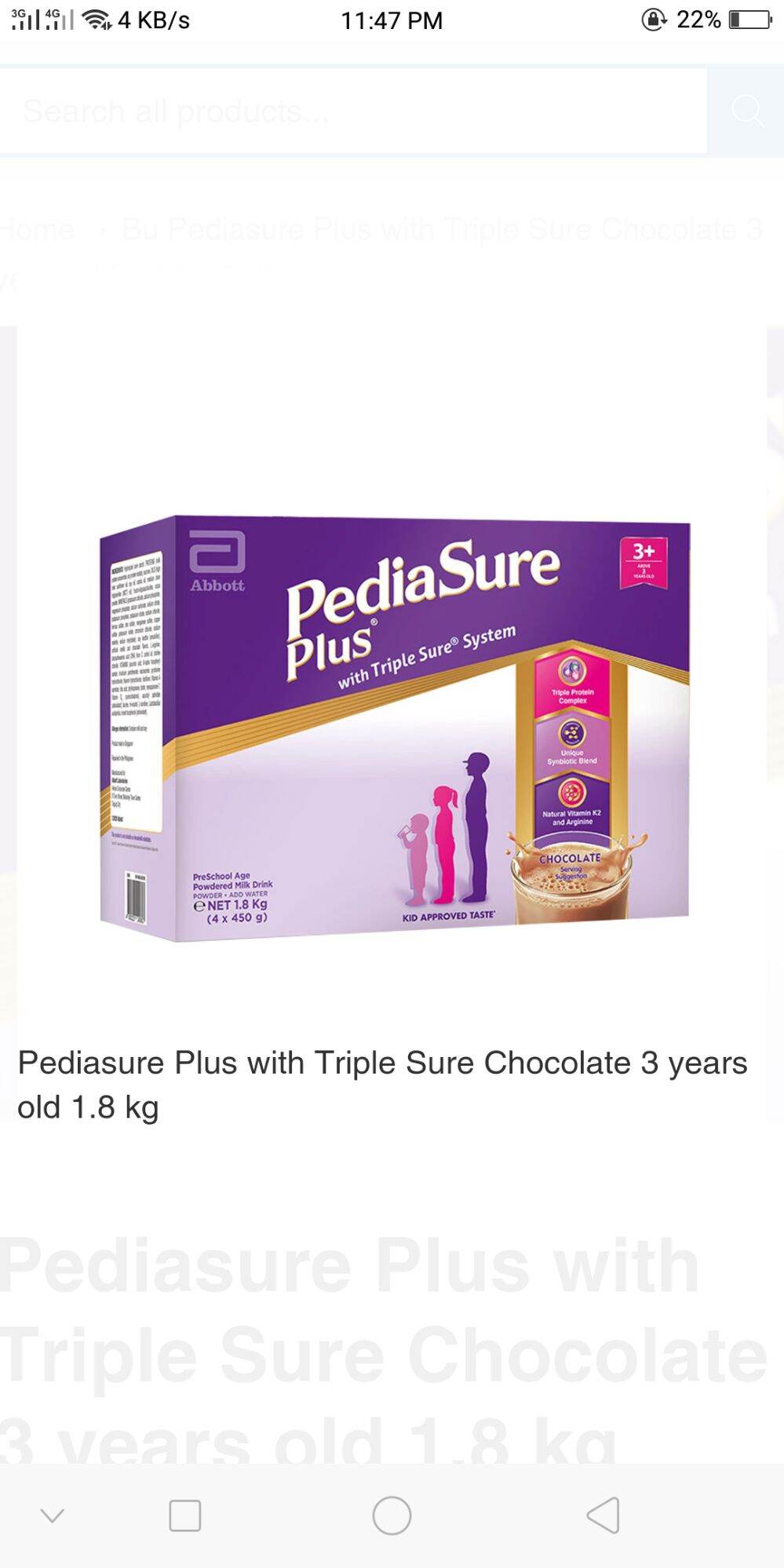 Pediasure plus for 3 years old up. (1.8 kilo) chocolate flavor | Lazada PH