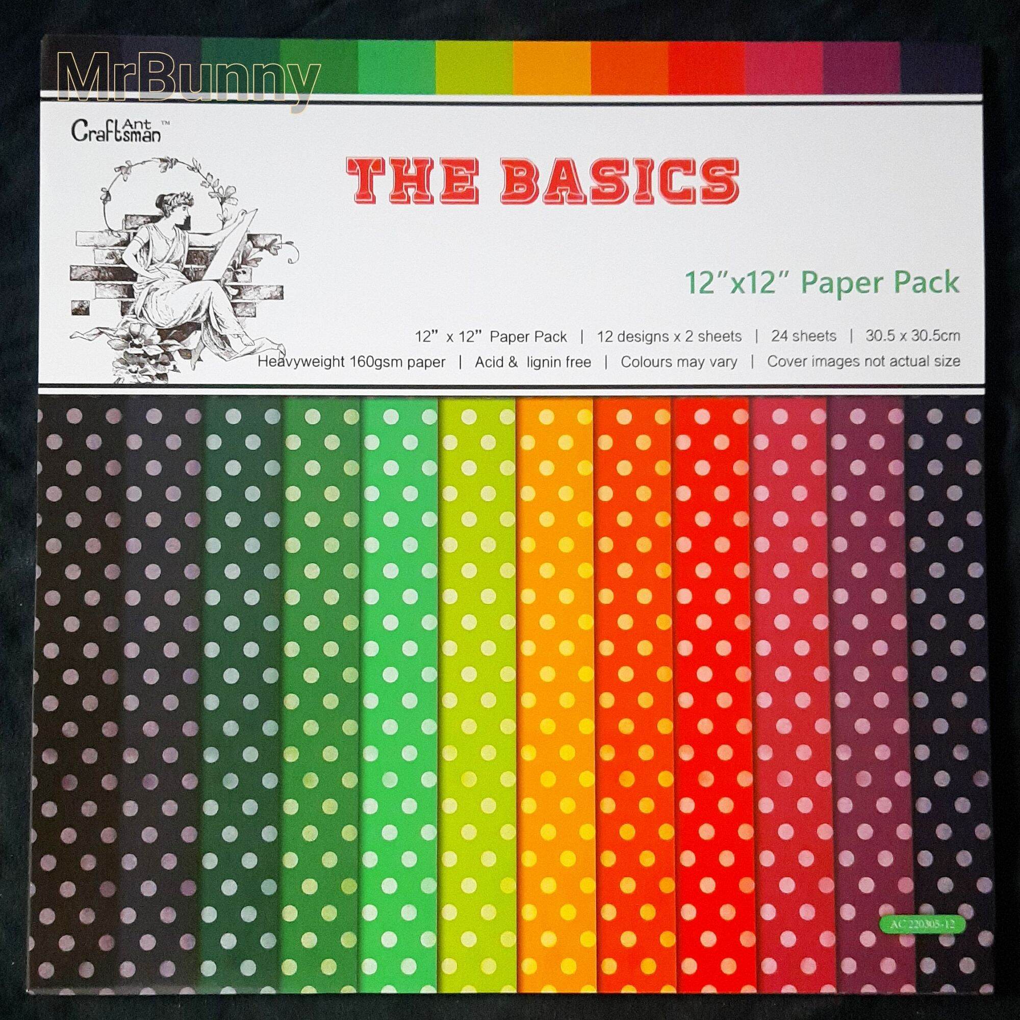 Cardstock 12x12 Inches Basic Dots Design Patterned Paper Scrapbook ...