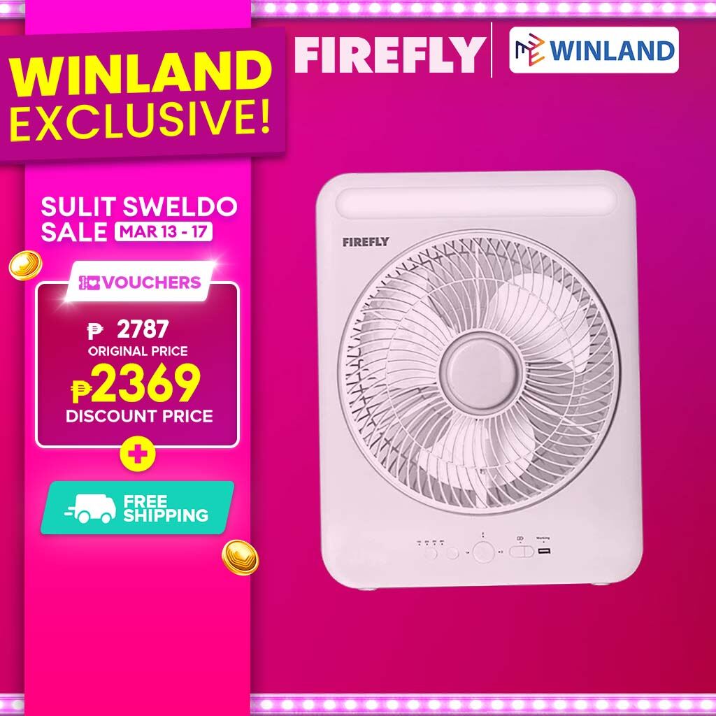 Firefly by Winland 12-inches Rechargeable Portable 3-Speed Fan with ...
