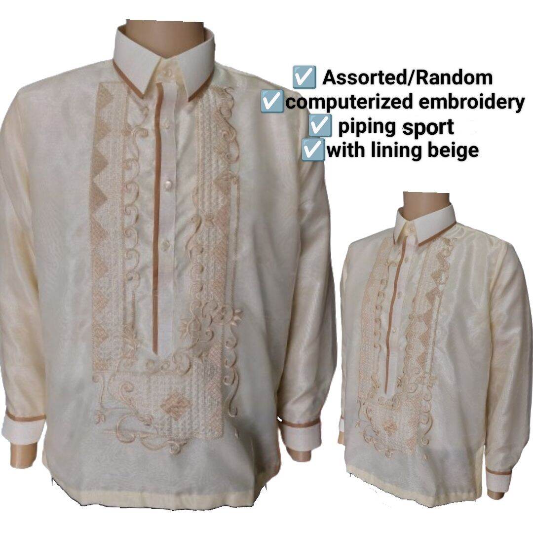 Barong tagalog with lining piping brown modern barong | Lazada PH