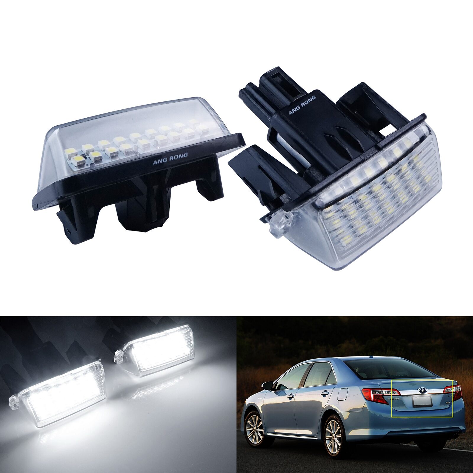 2Pcs Canbus White LED License Number Plate Light For Toyota Camry ...
