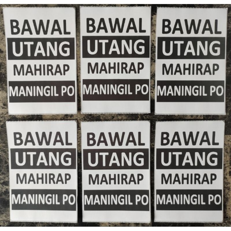 Bawal Utang Signage - Quality Thermal Sticker | Lazada PH