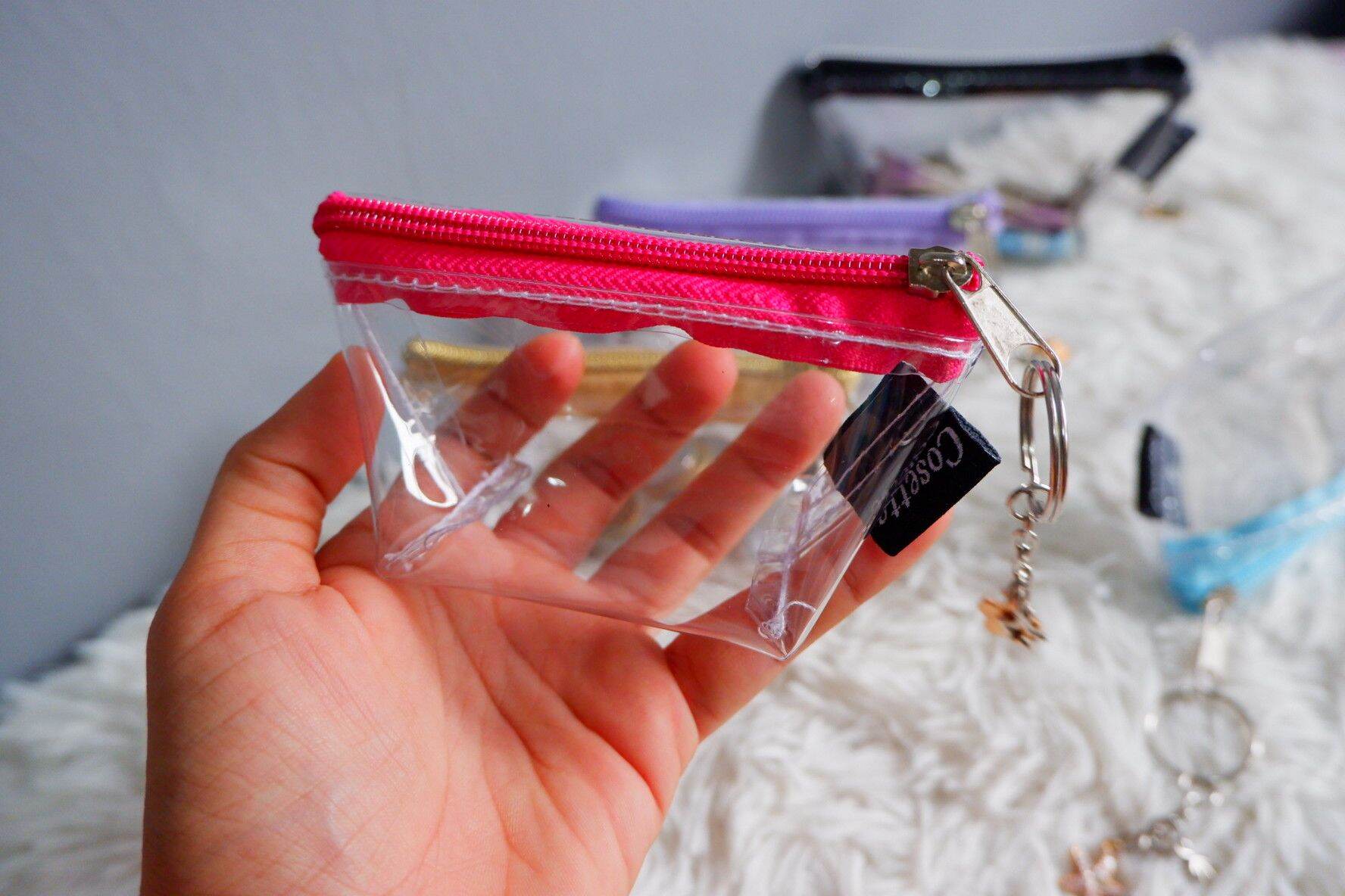 Mini Transparent Coin purse with zipper made with thick plastic - LEN ...