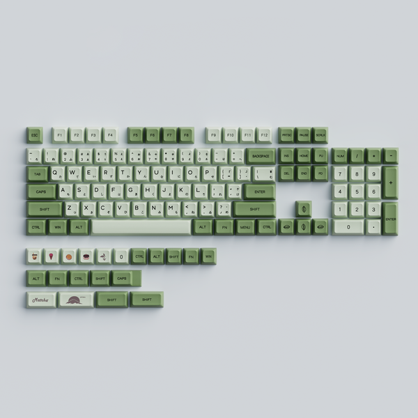 124 Keys Matcha Green Keycaps Japanese & English PBT Keycaps with Free ...