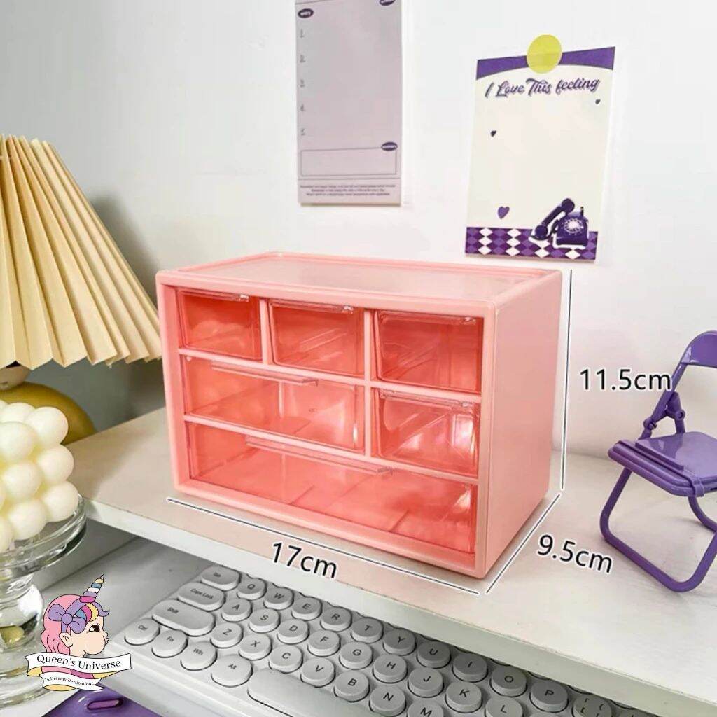 Pink Lavender White 6 Slots Box Mini Drawers Desk Organizer Pastel ...